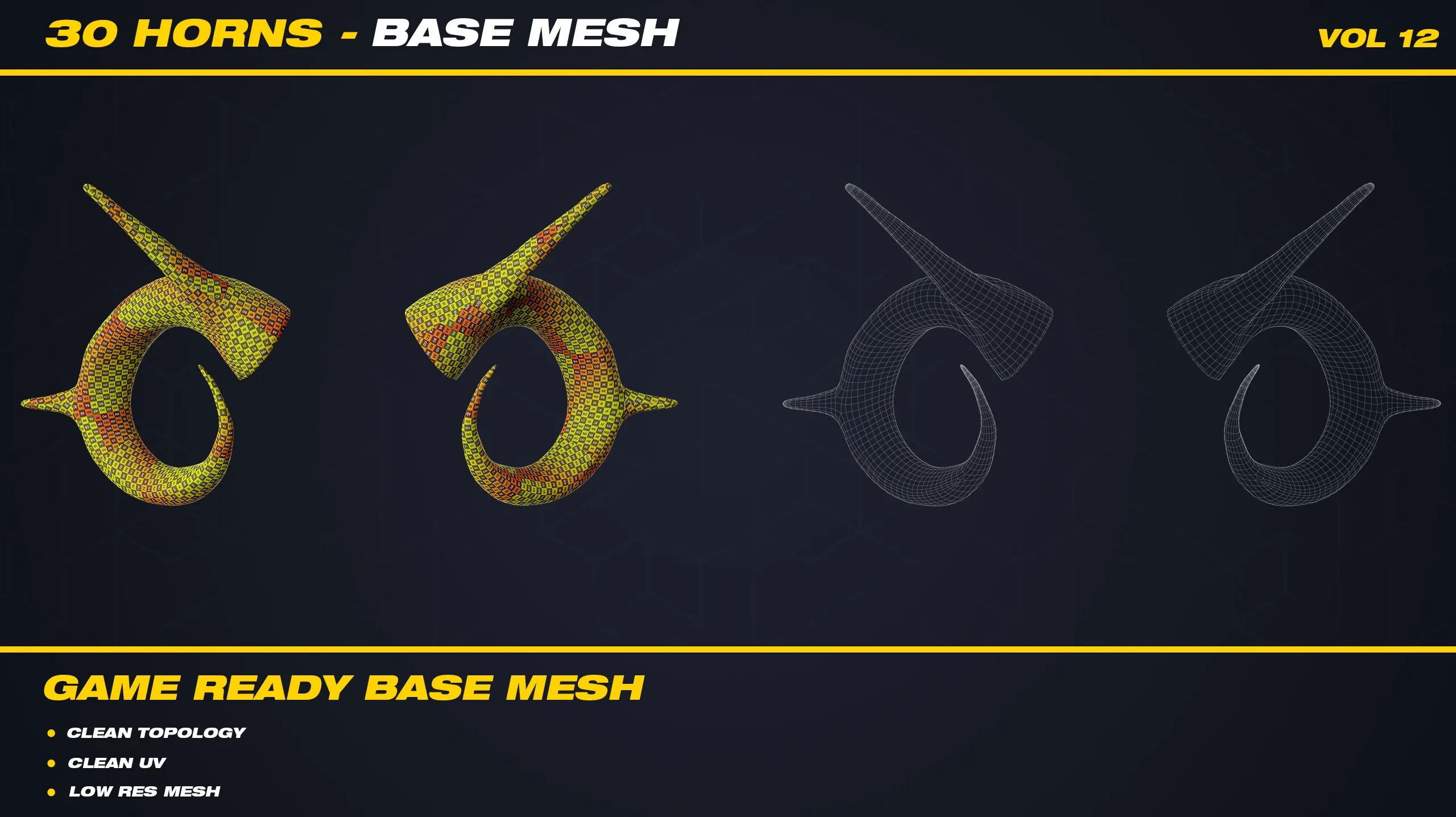 30 Horns Base Mesh - VOL 12 ( Game - FlippedNormals