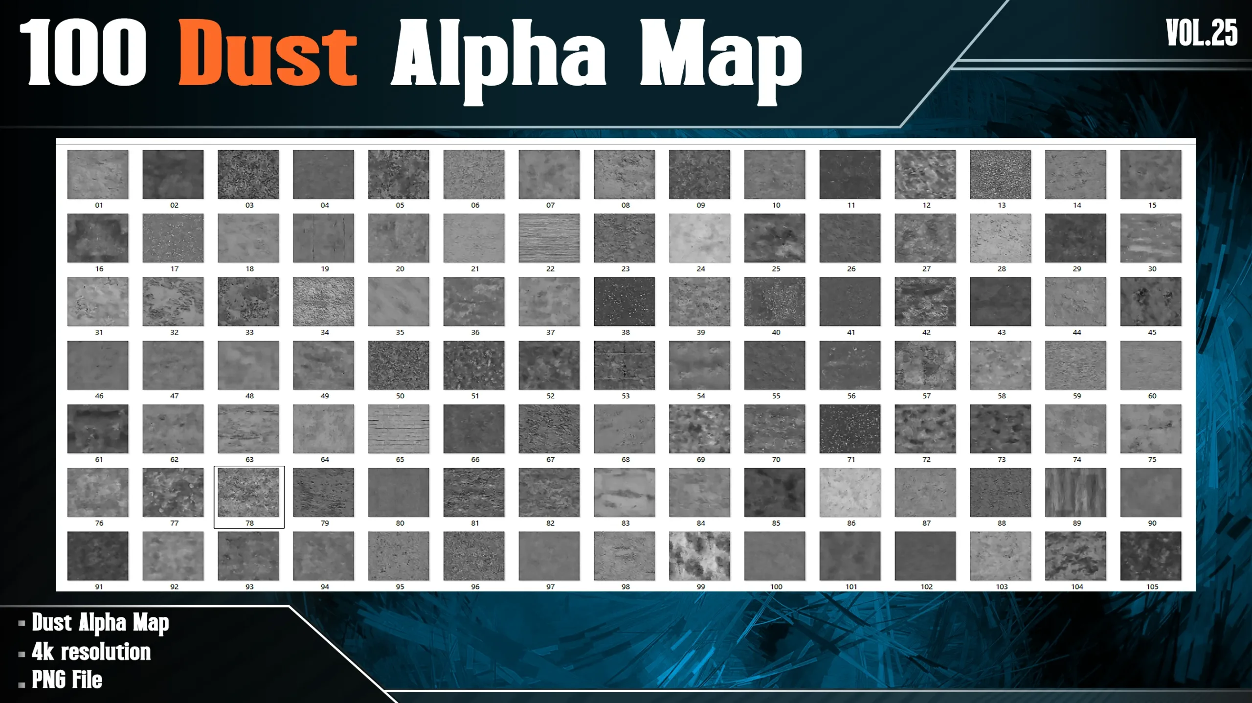 100 Dust Alpha Map - Vol.25 ( 4K - FlippedNormals