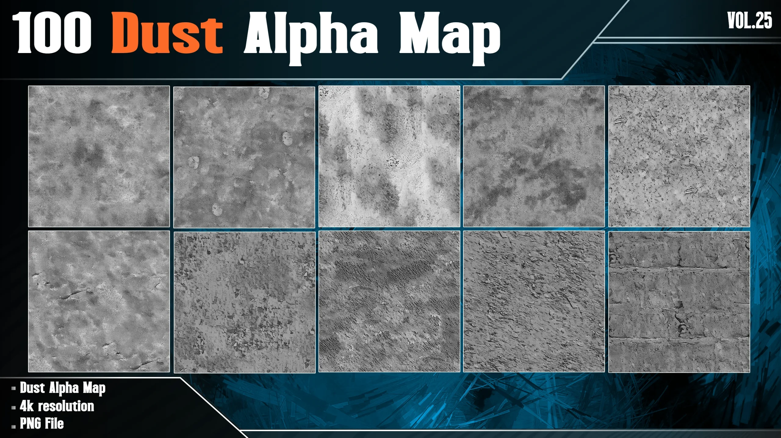 100 Dust Alpha Map - Vol.25 ( 4K - FlippedNormals