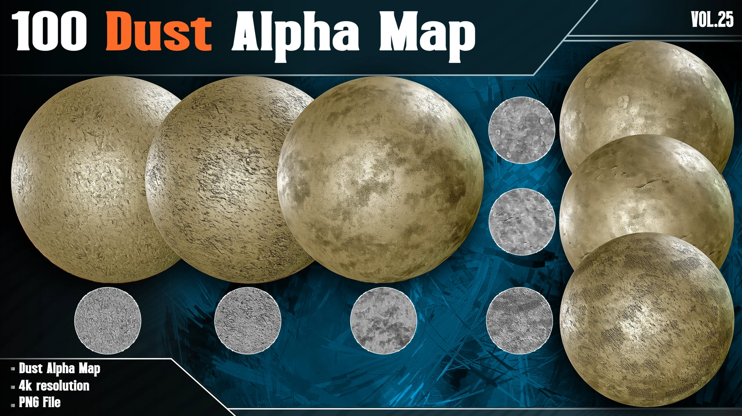 100 Dust Alpha Map - Vol.25 ( 4K - FlippedNormals