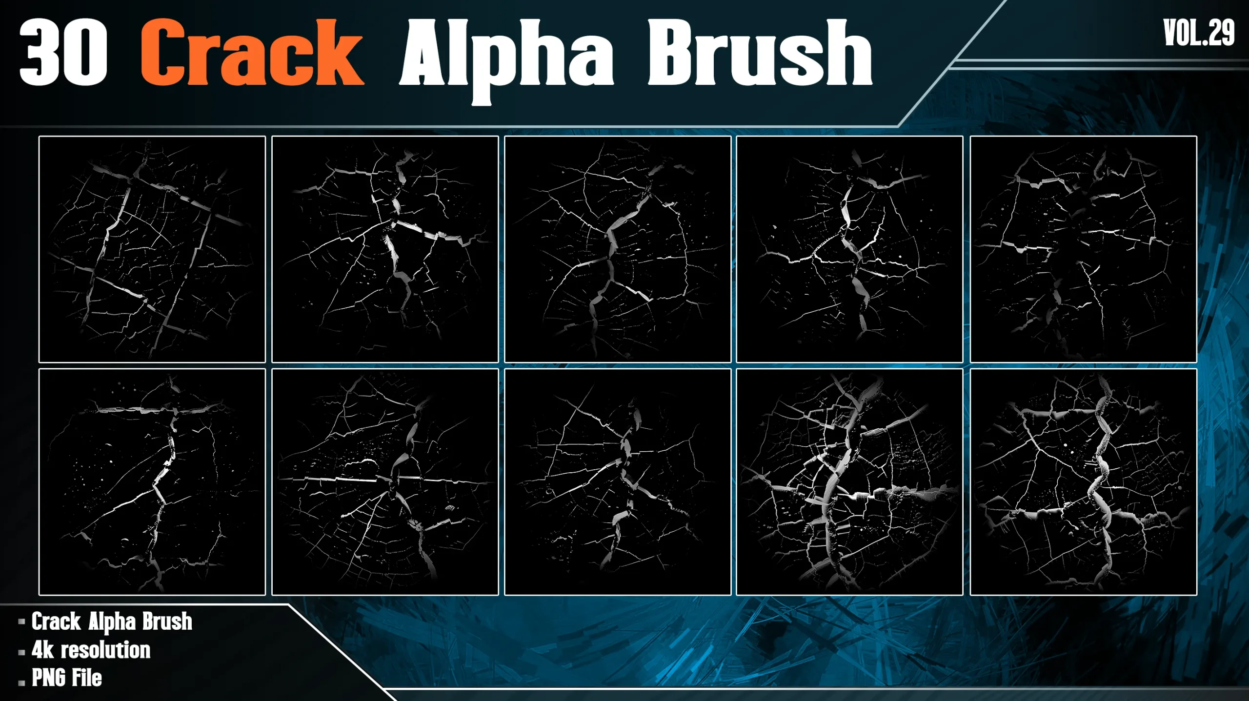 30 Crack Alpha Brush - Vol.29 ( - FlippedNormals