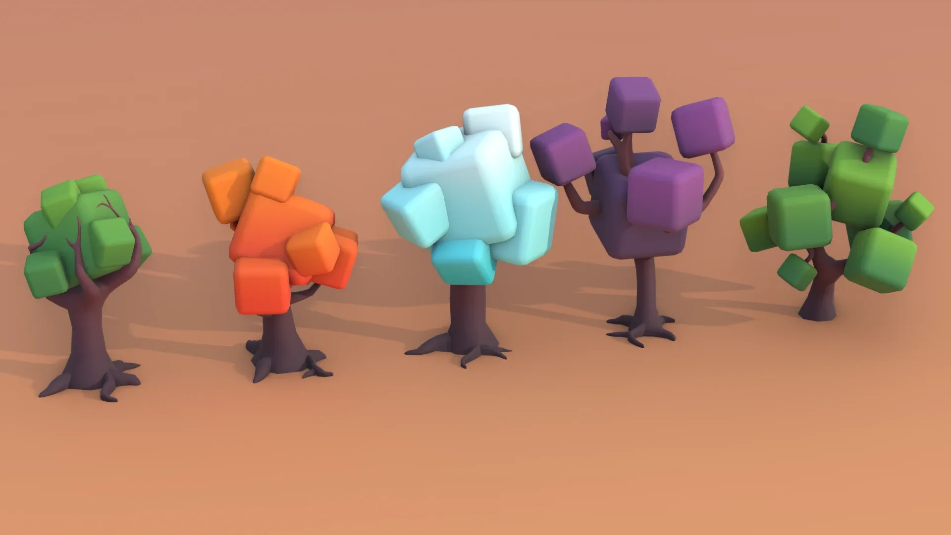 Stylized Low-Poly Cubic Trees Mini - FlippedNormals