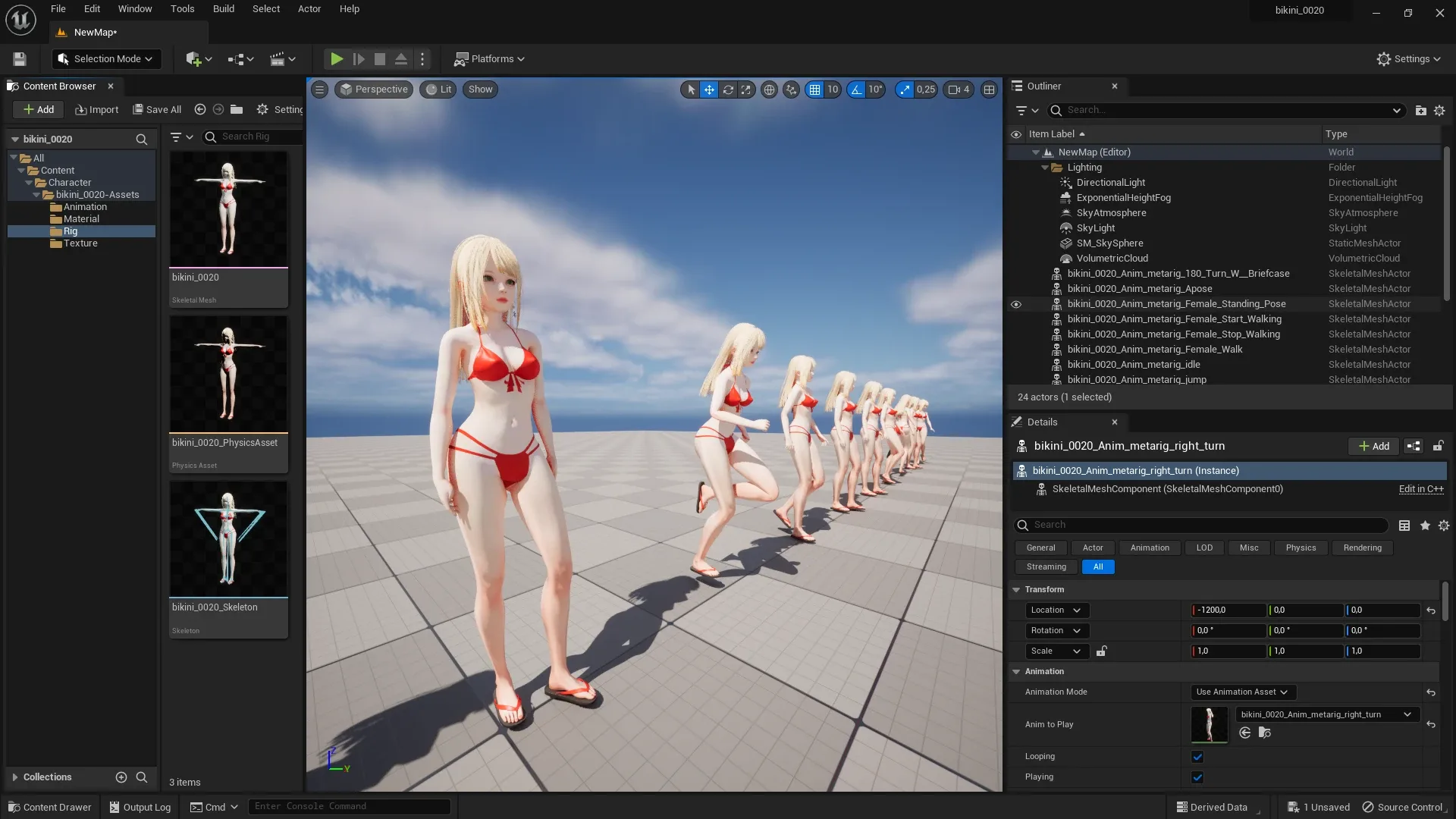 Bikini clothes 0020 - Rig - Unreal - FlippedNormals