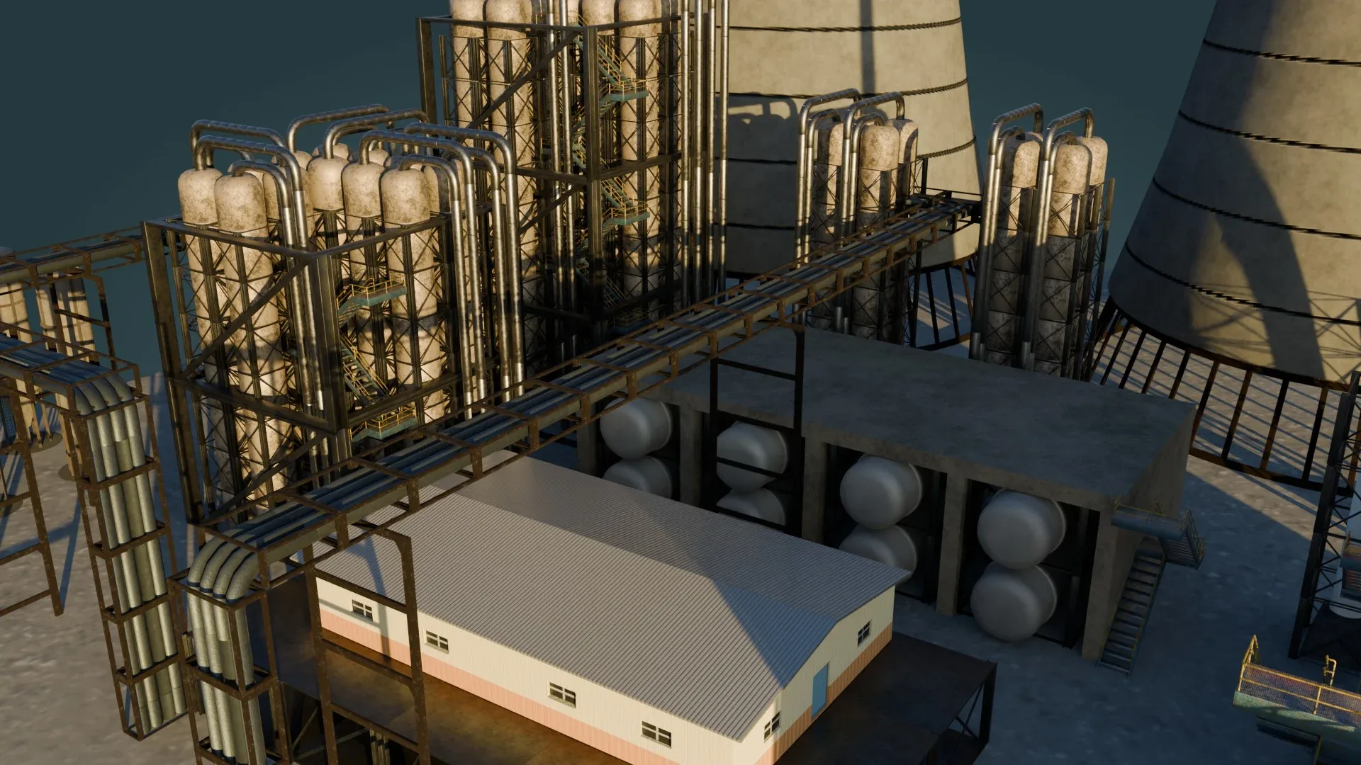 Refinery Unit - Low Poly - Game - FlippedNormals