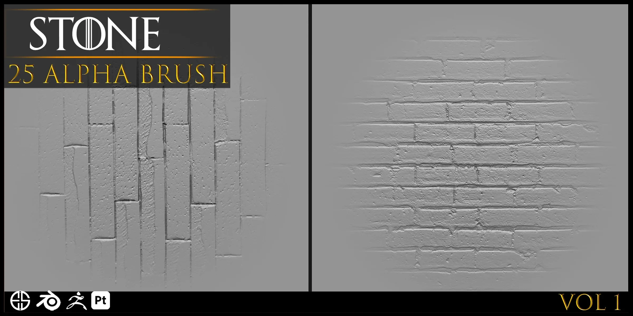 25 Real Stone Alpha Brushes-Rocks-Stone-Stone - FlippedNormals
