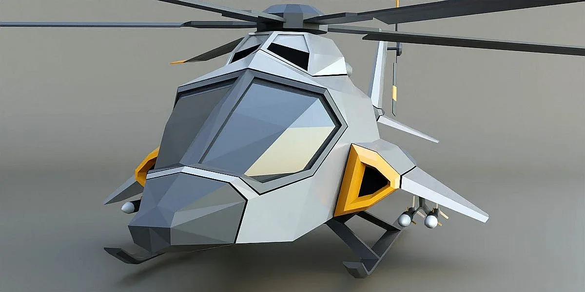 Lowpoly military helicopter aircraft - FlippedNormals