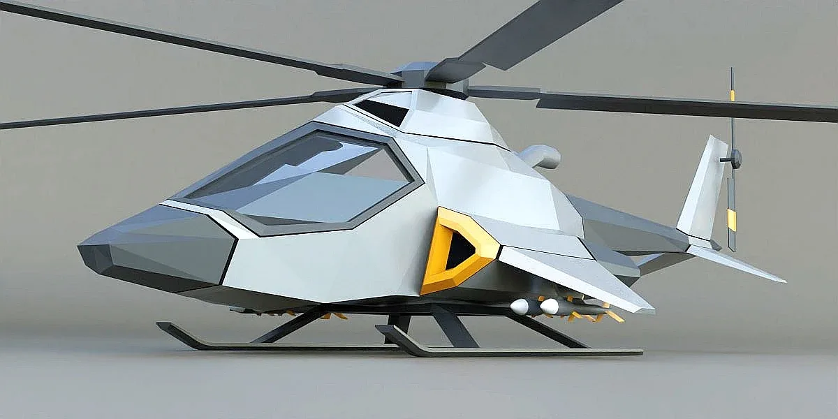 Lowpoly military helicopter aircraft - FlippedNormals