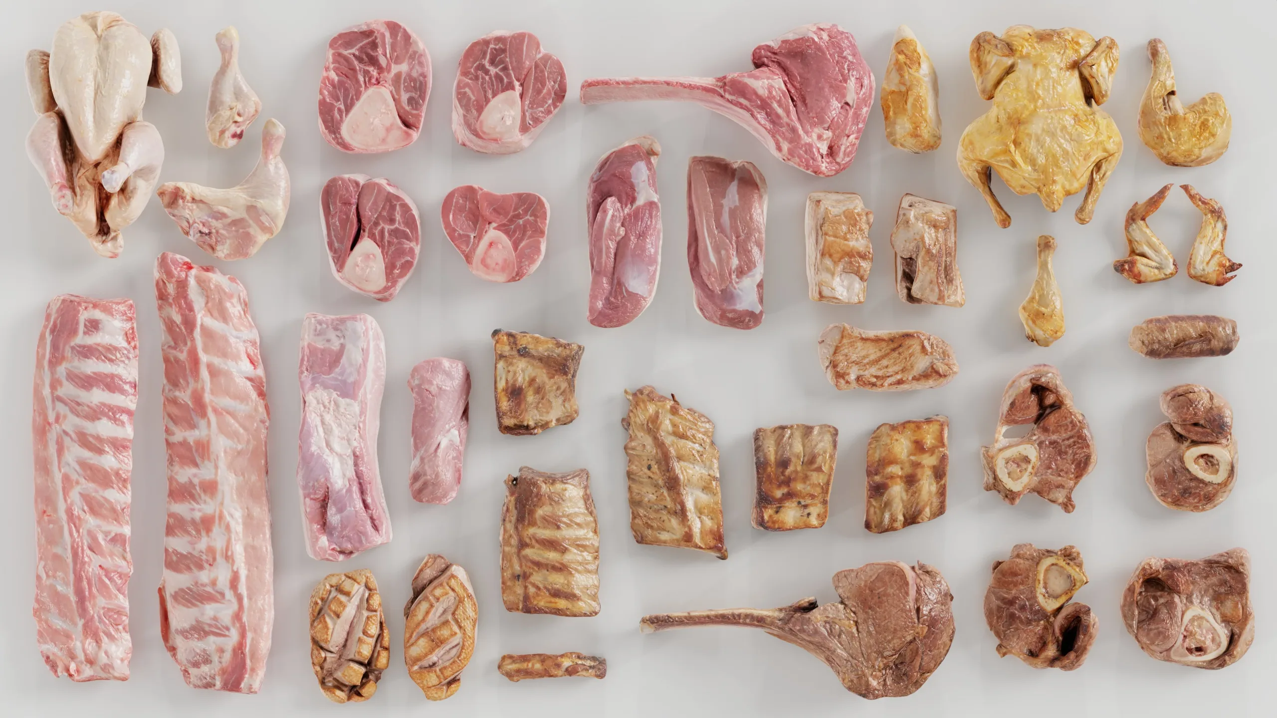36 Meat and Chicken Raw and Cooked - FlippedNormals