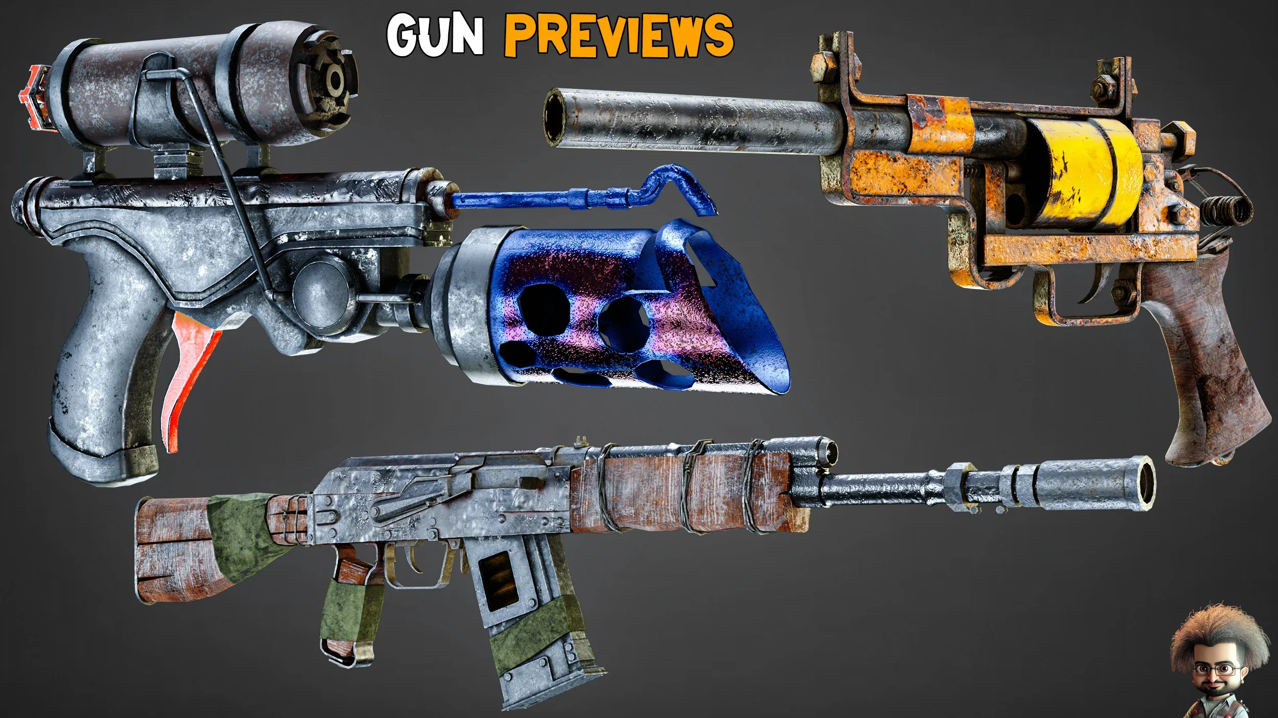 30 Apocalyptic Guns + Texture - - FlippedNormals