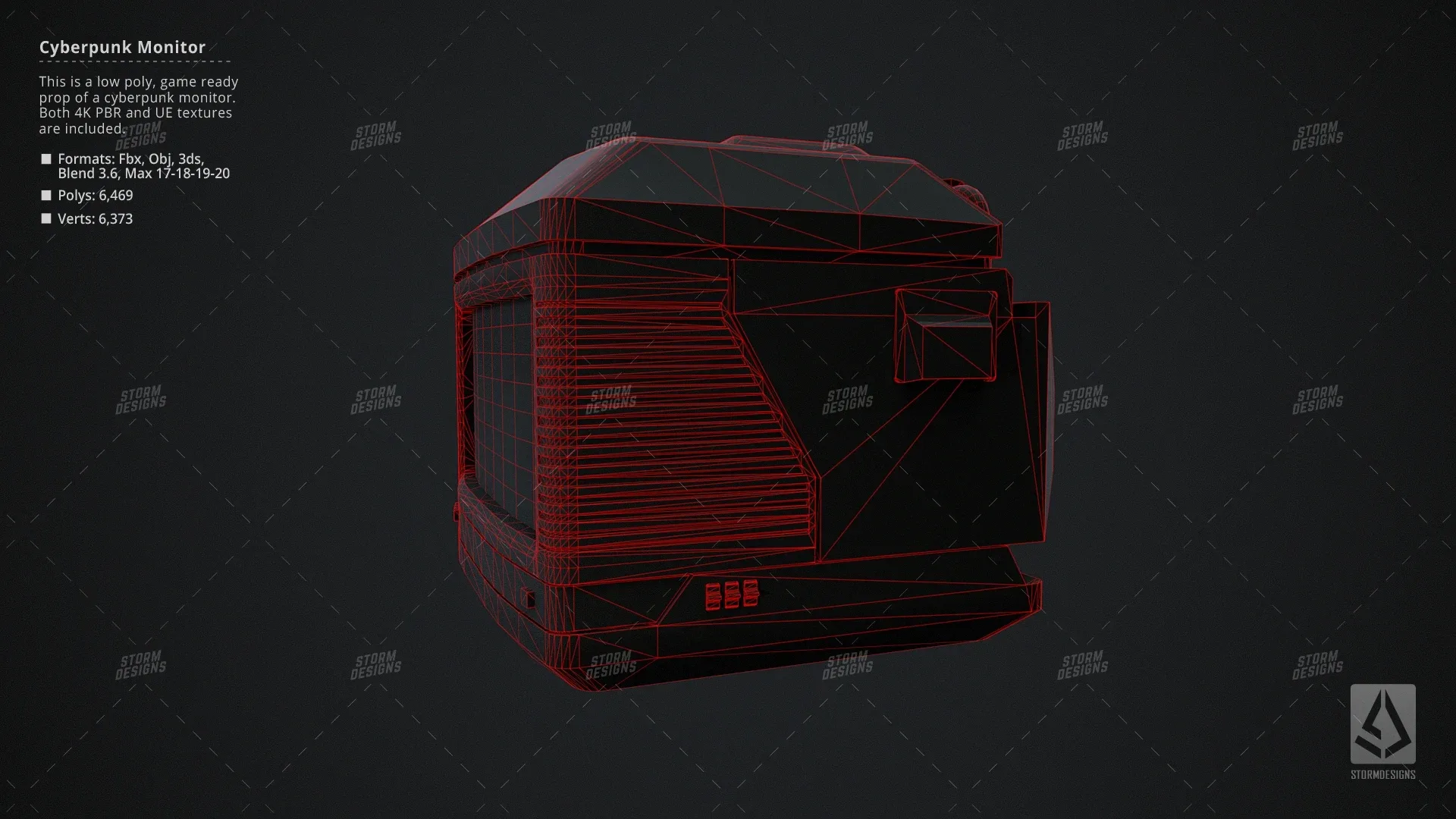 Cyberpunk Monitor Prop Low Poly - FlippedNormals