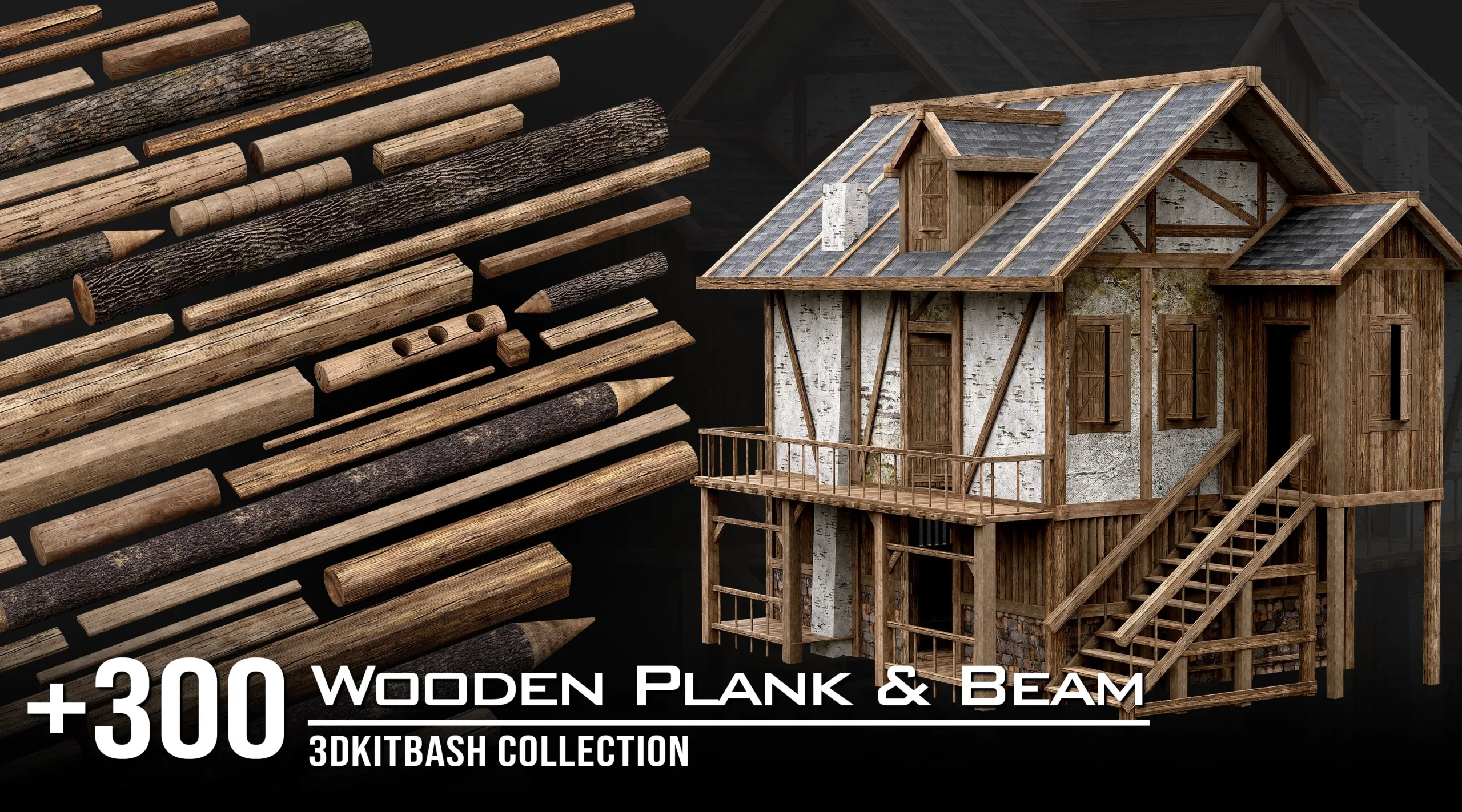 +300 Wooden Plank & Beam Collection - FlippedNormals