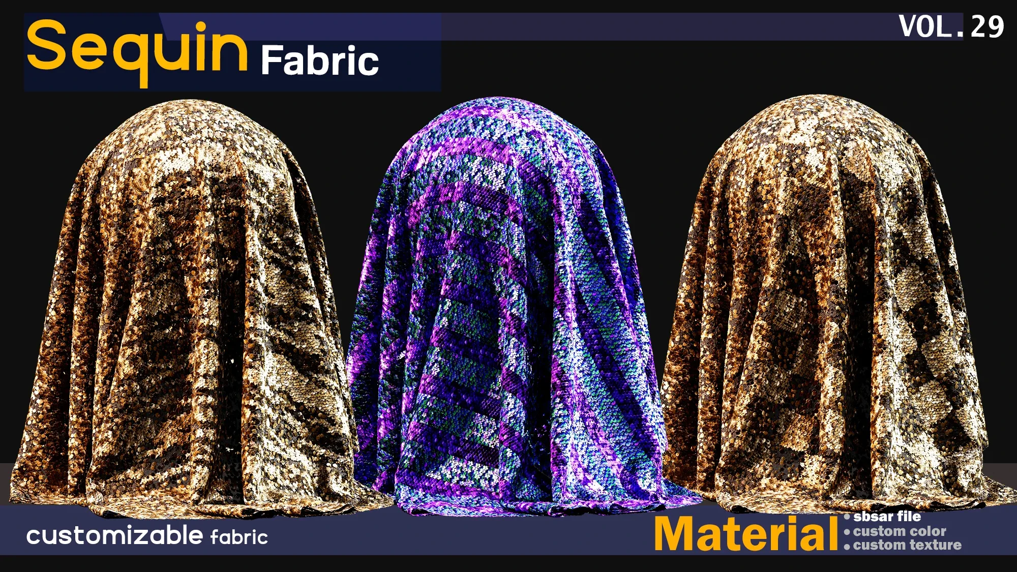 procedural Sequin fabric Material - FlippedNormals