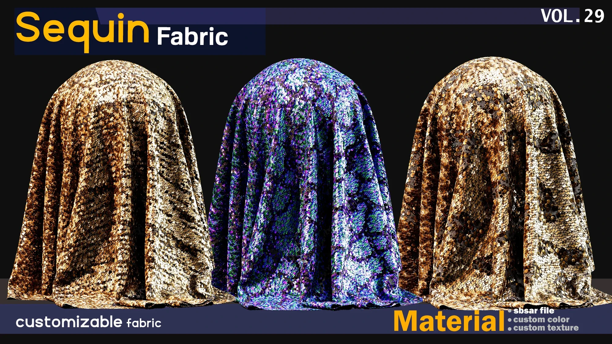 procedural Sequin fabric Material - FlippedNormals