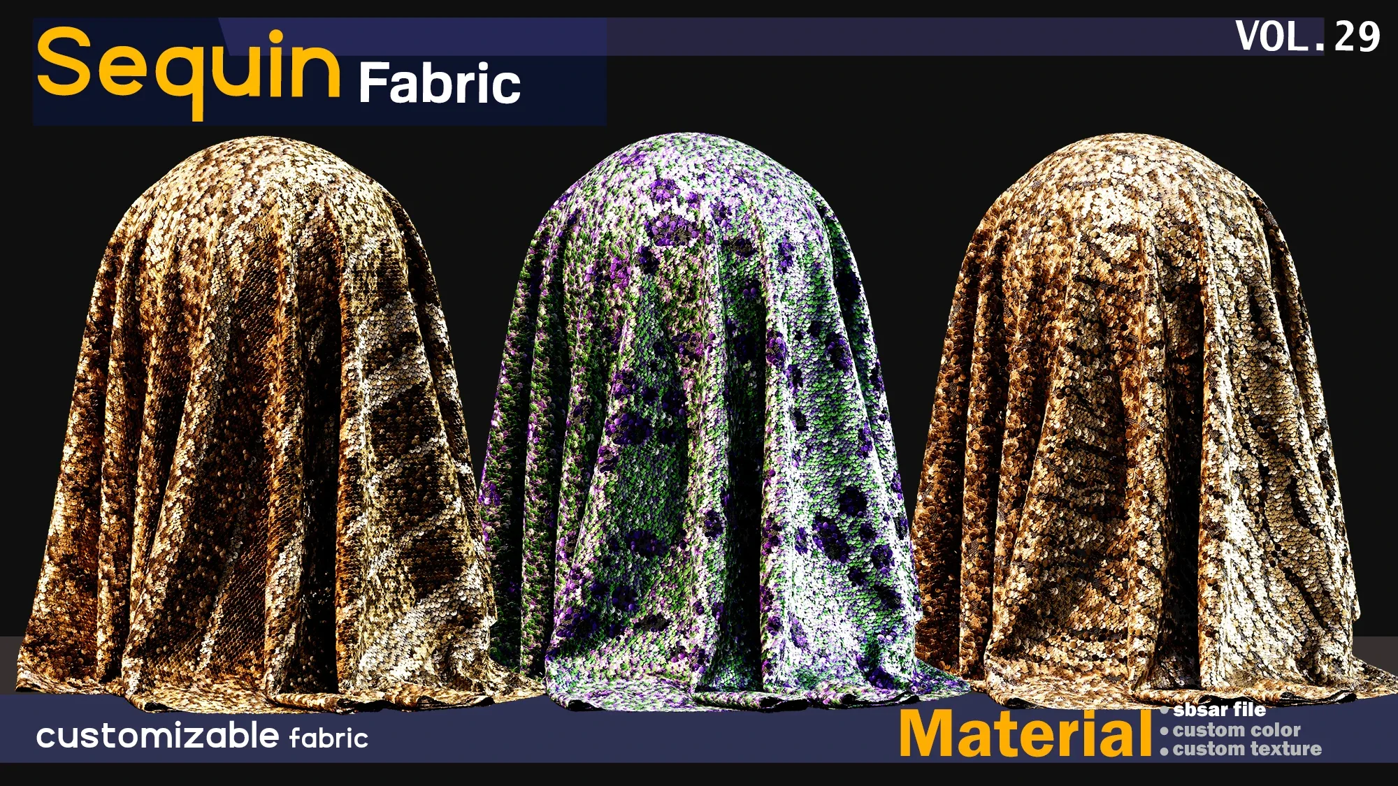 procedural Sequin fabric Material - FlippedNormals