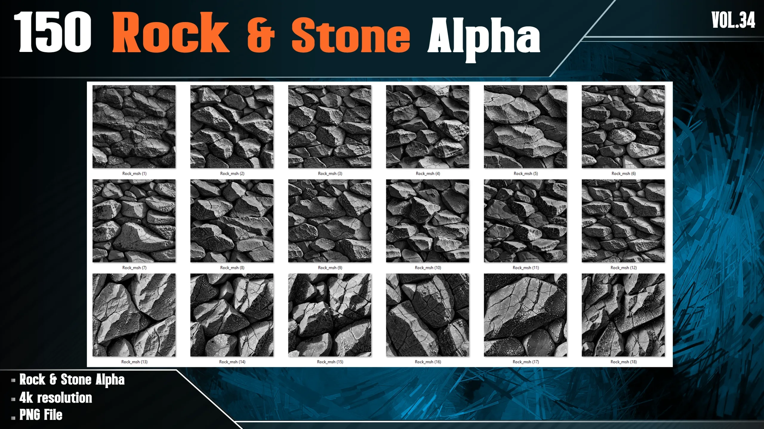 150 Rock & Stone Alpha - Vol.34 - FlippedNormals