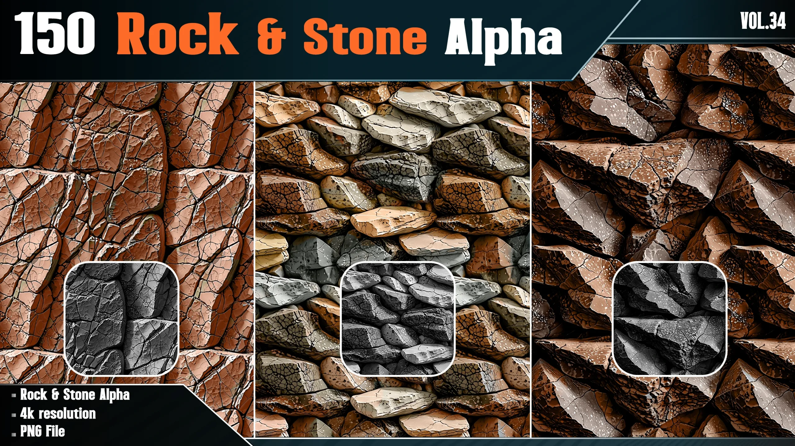 150 Rock & Stone Alpha - Vol.34 - FlippedNormals