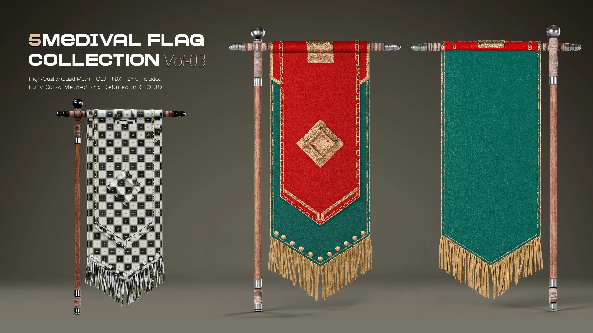 5 MEDIEVAL FLAG COLLECTION VOL - FlippedNormals