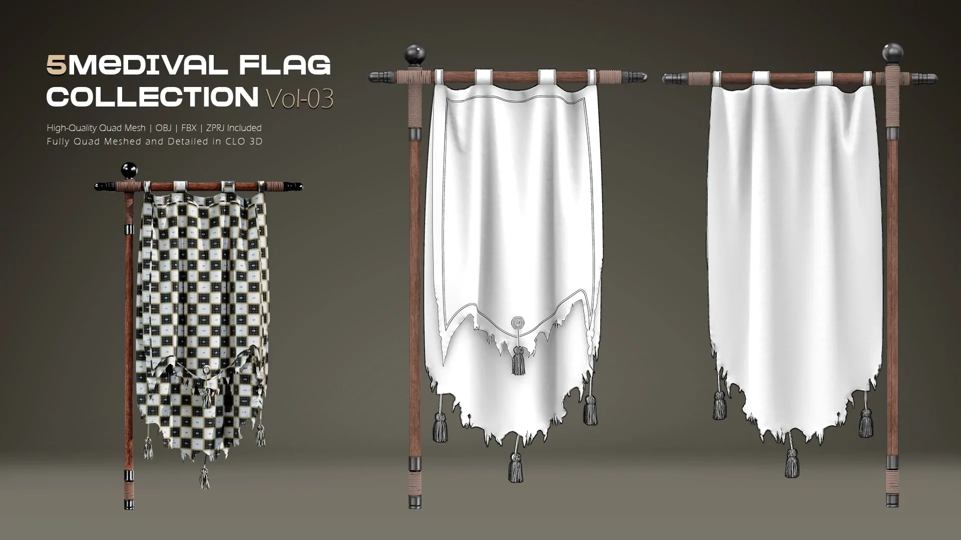5 MEDIEVAL FLAG COLLECTION VOL - FlippedNormals