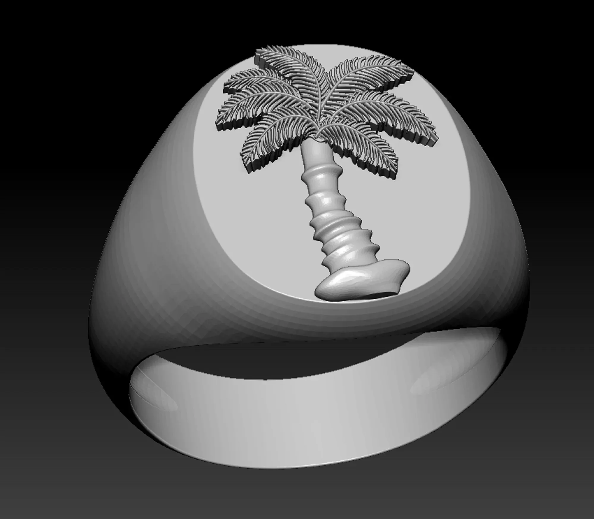 Mens Palm Tree Signet Ring - FlippedNormals