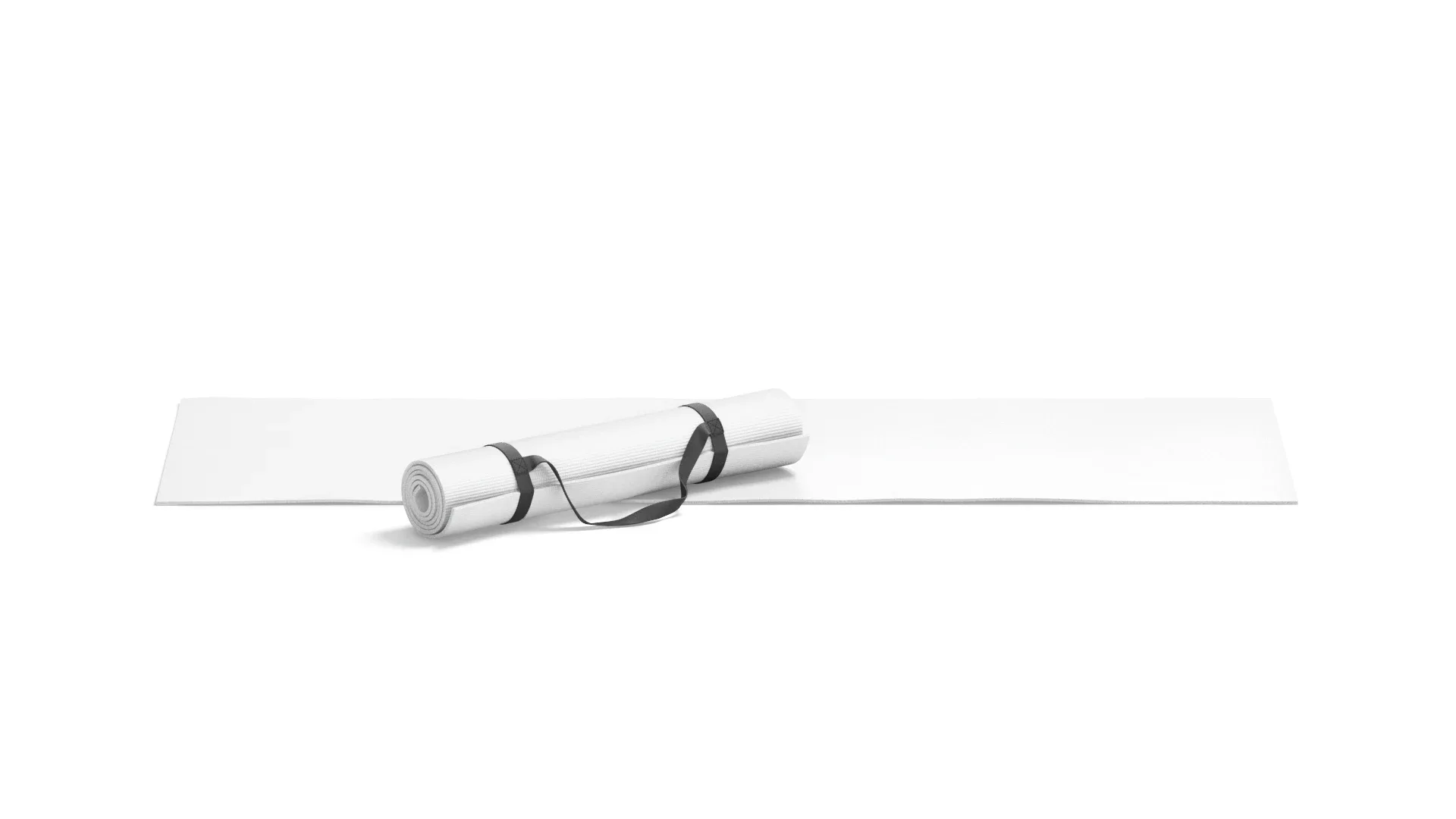 White Unfolded & Rolled Yoga Mat - FlippedNormals