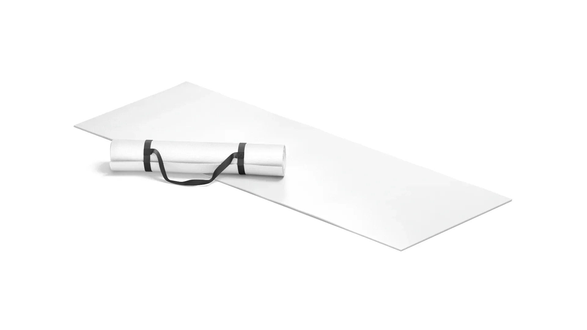 White Unfolded & Rolled Yoga Mat - FlippedNormals