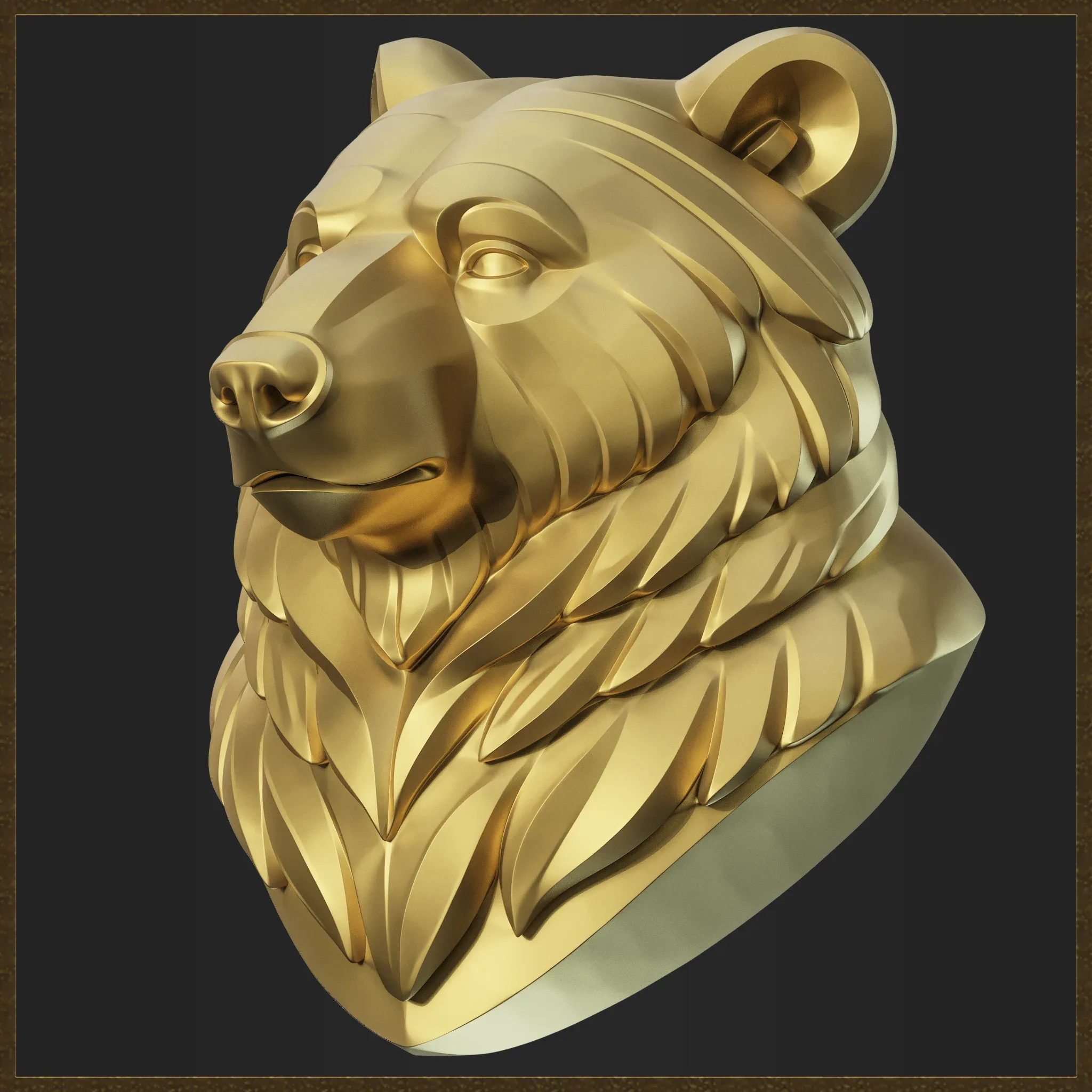 Stylized Bear bust for jewelry - FlippedNormals
