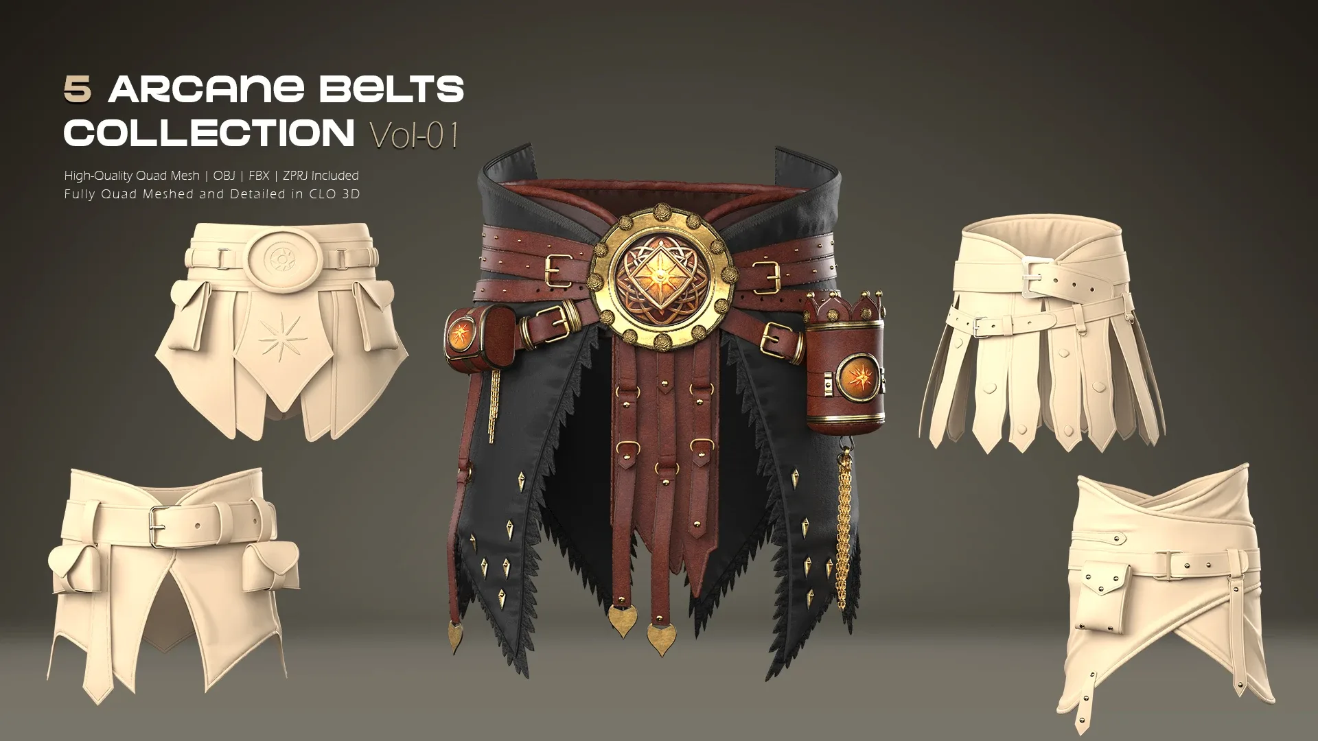 5 Arcane Belts Collection Vol.01 - FlippedNormals