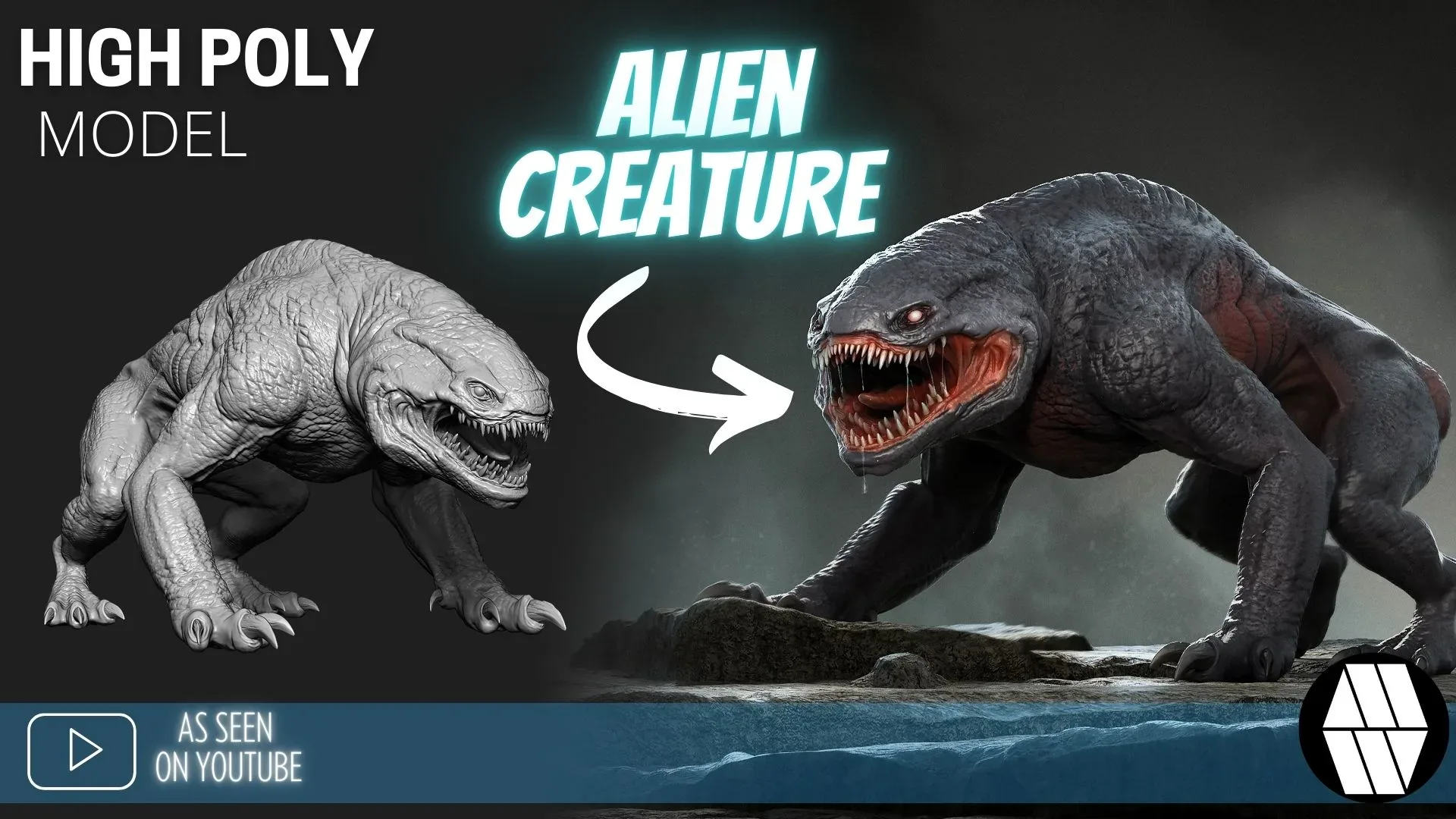 ZBrush Model: Alien Creature High - FlippedNormals