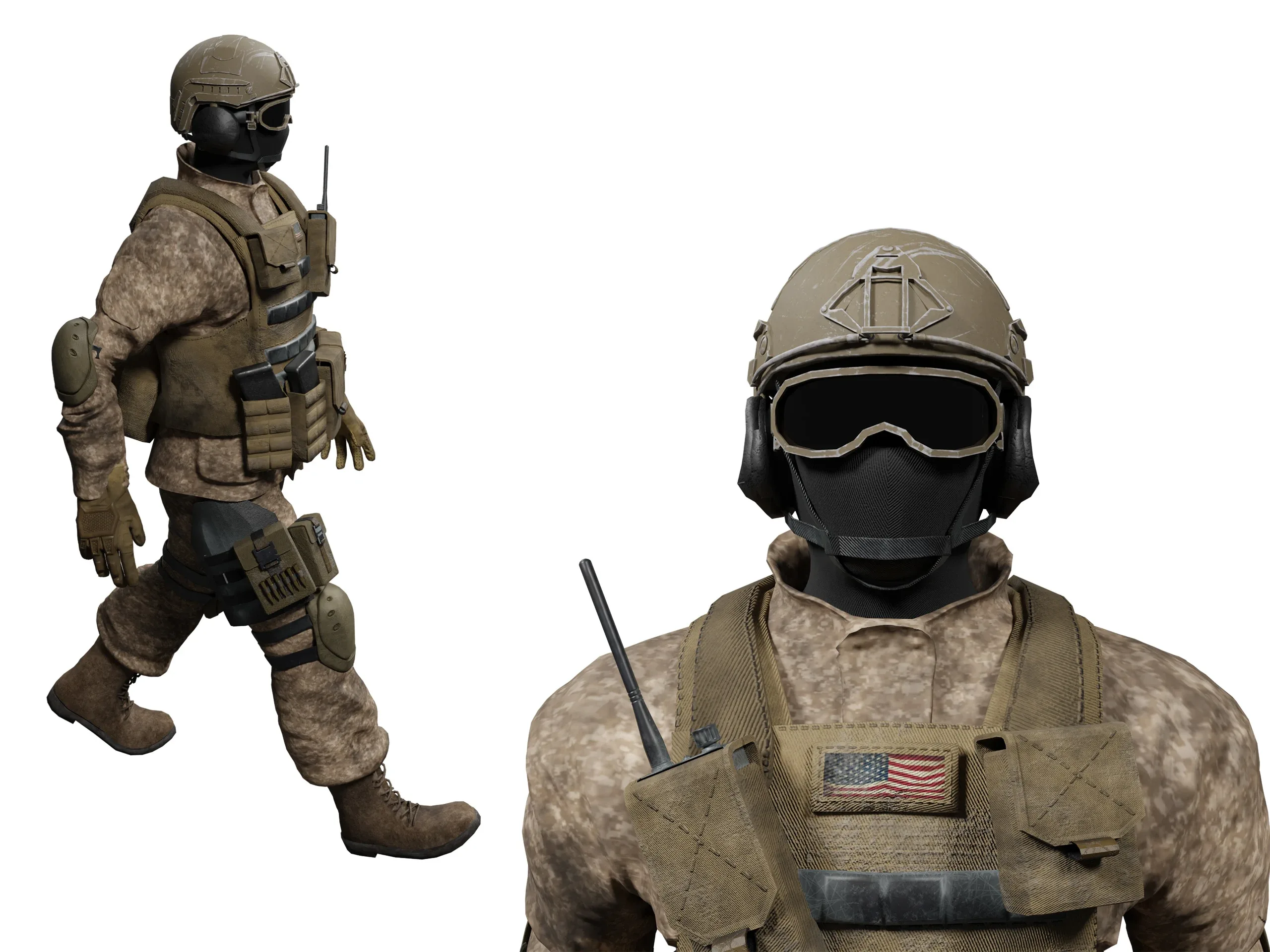 American soldier character - FlippedNormals