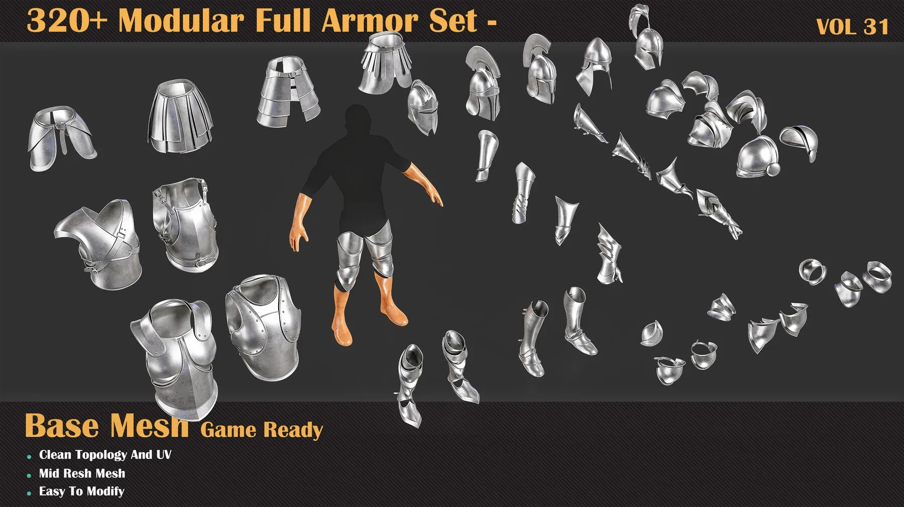 320+ Modular Full Armor Set - Base - FlippedNormals