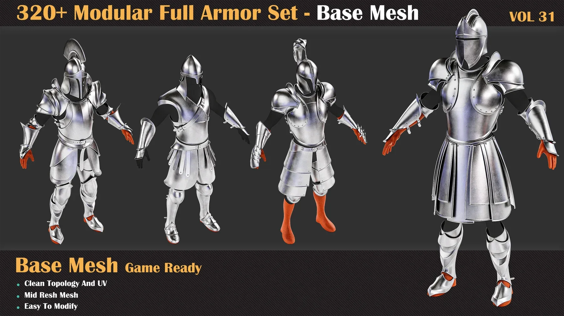 320+ Modular Full Armor Set - Base - FlippedNormals