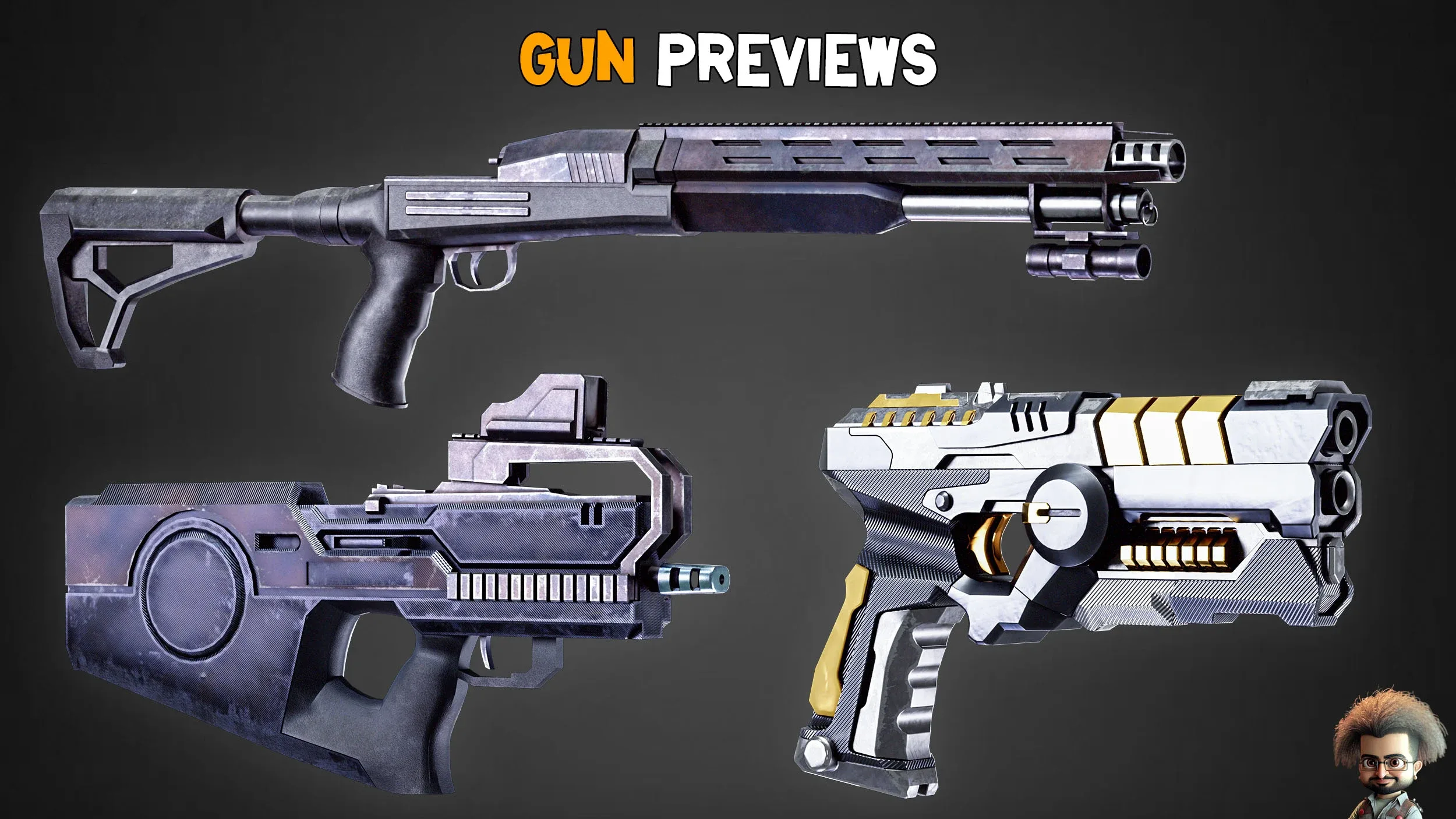 30 Professional Sci-Fi Gun + Textures - FlippedNormals