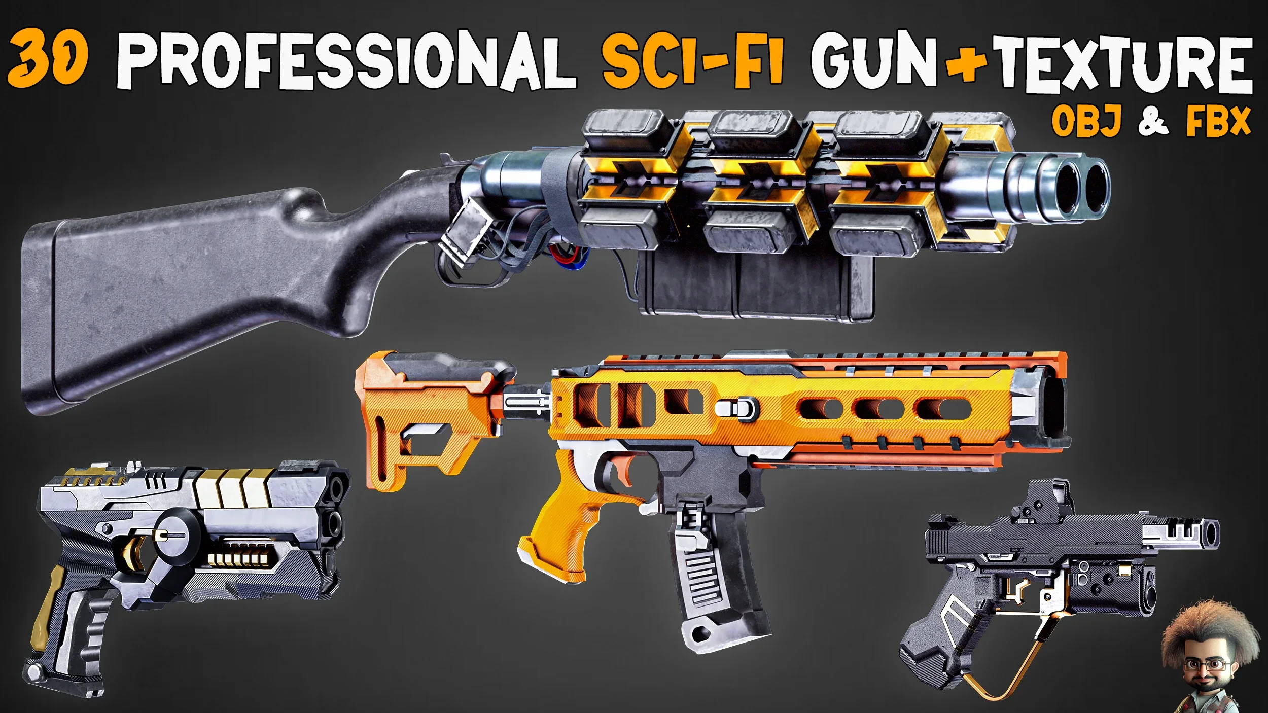 30 Professional Sci-Fi Gun + Textures - FlippedNormals