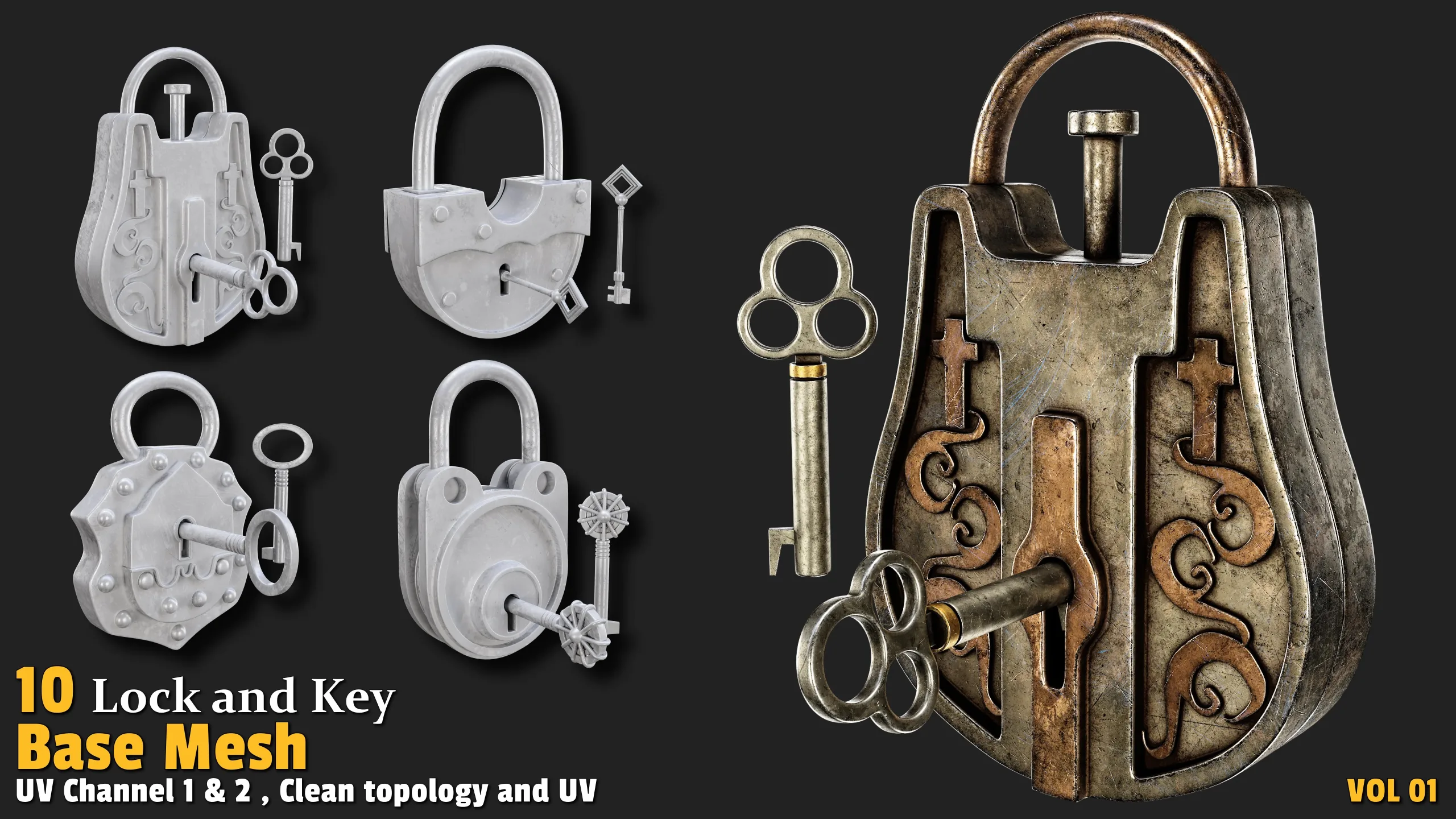 10 Lock & Key Base Mesh-VOL01 - FlippedNormals