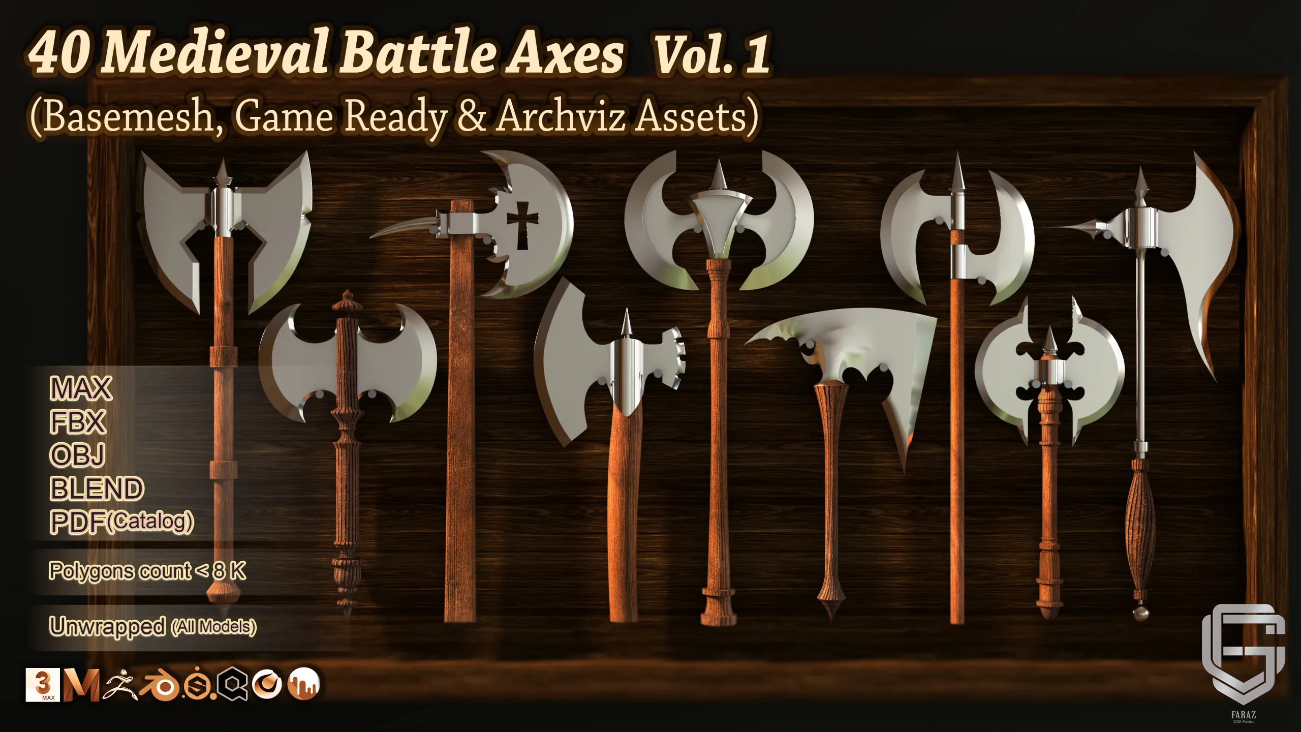 40 Medieval Battle Axes – Vol. - FlippedNormals