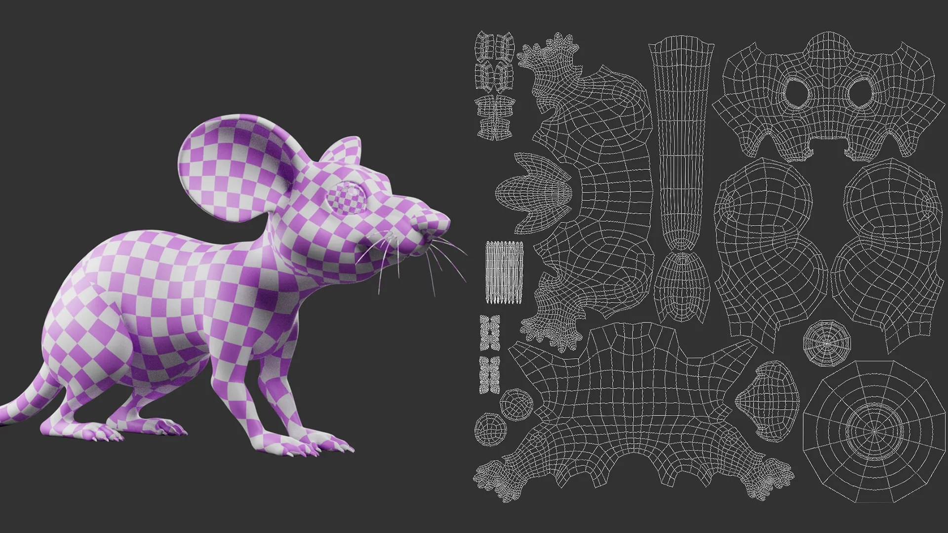 Stylized Mouse - Topology + UV - FlippedNormals