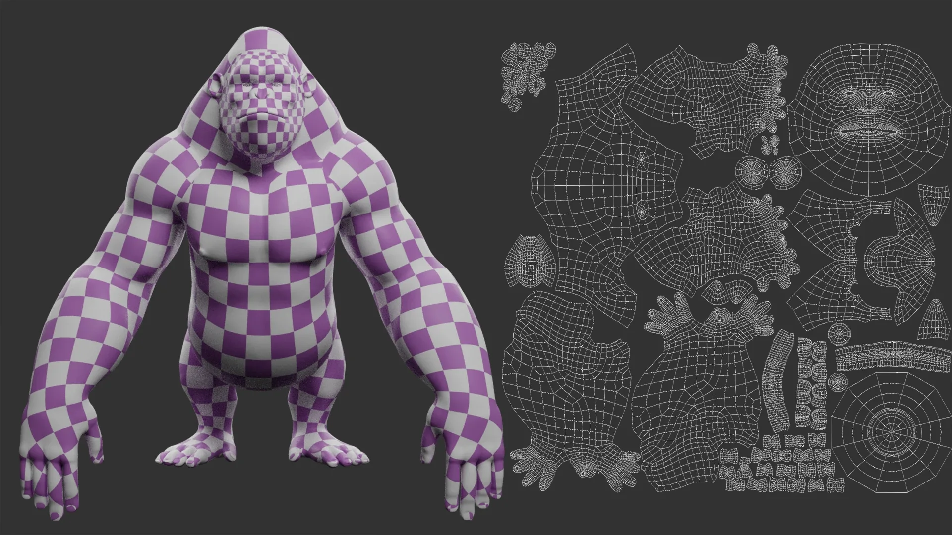 Stylized Gorilla - Topology + - FlippedNormals