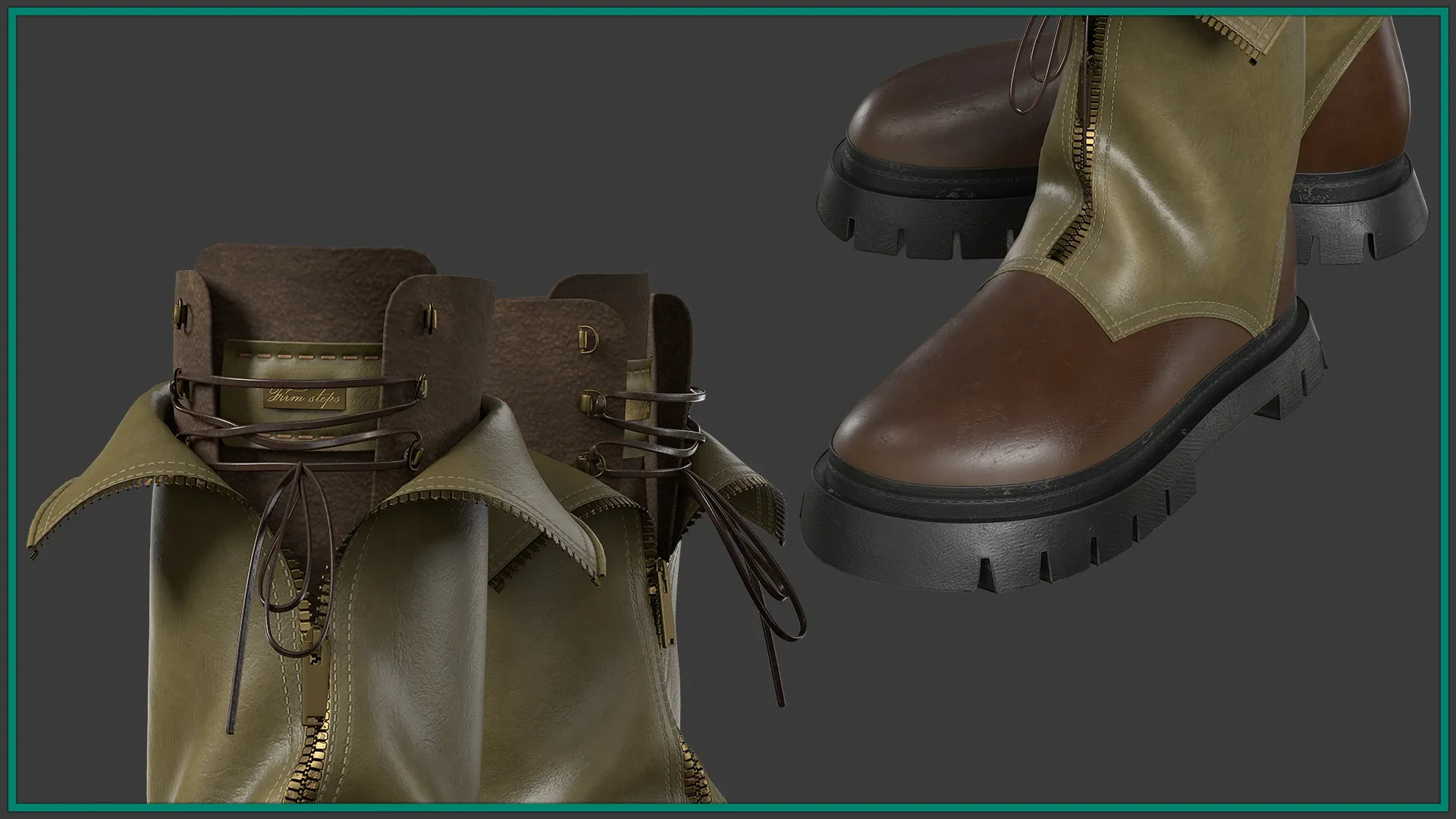 female boot with texture - FlippedNormals