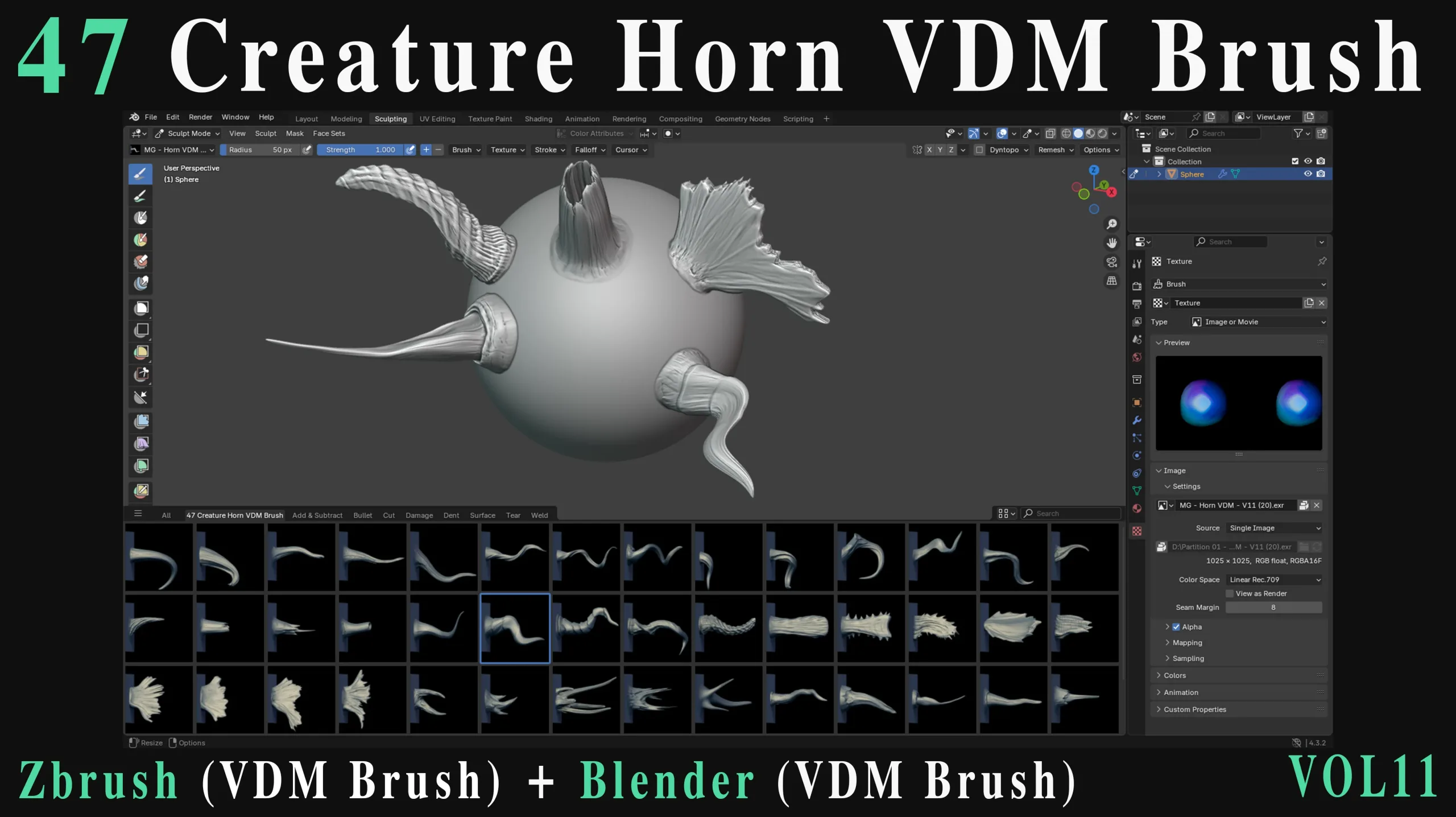 47 Creature Horn VDM Brush - For - FlippedNormals