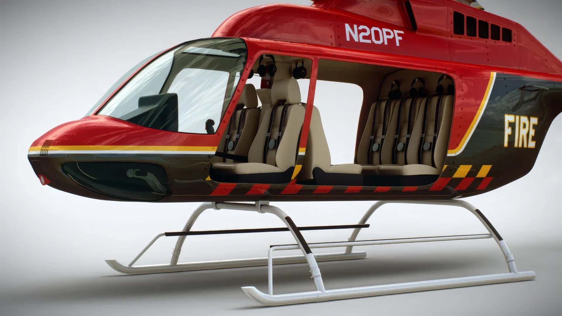 Helicopter Bell 206L ‘Fire’ - FlippedNormals