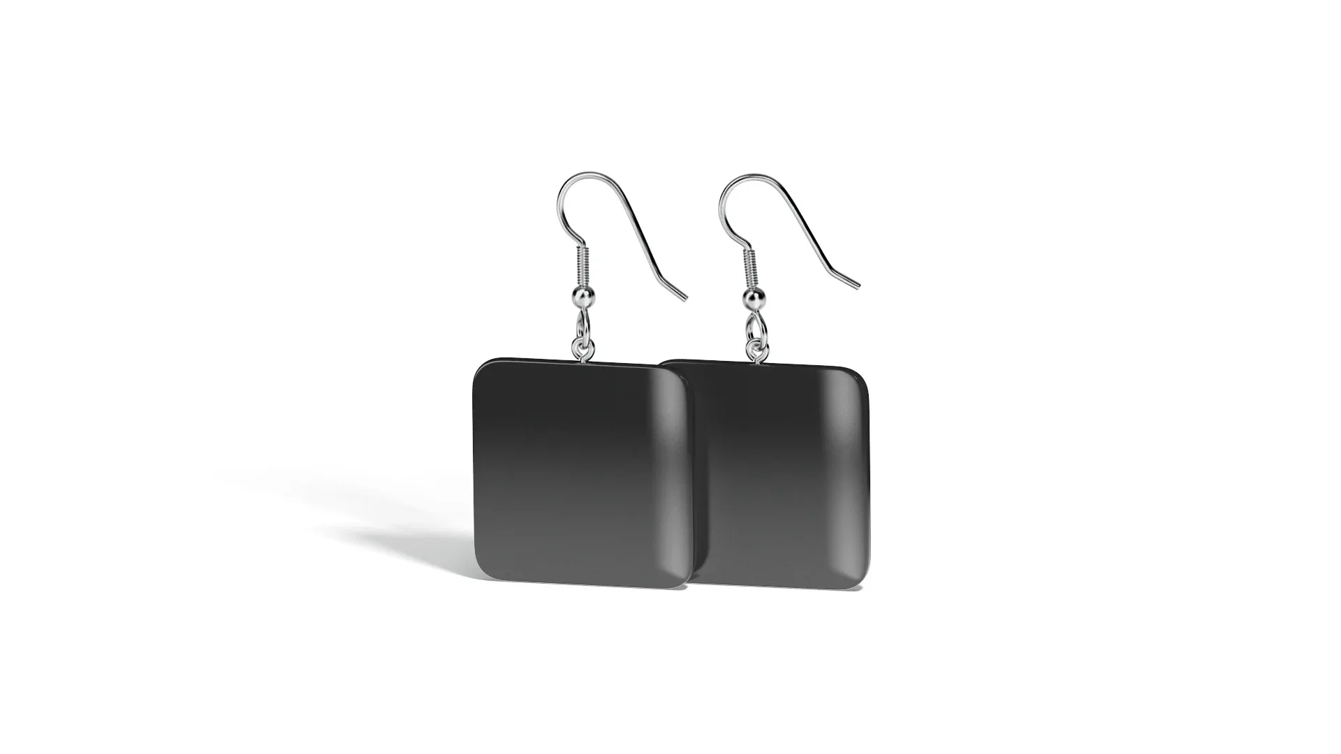 Black Square Earrings - rectangular - FlippedNormals