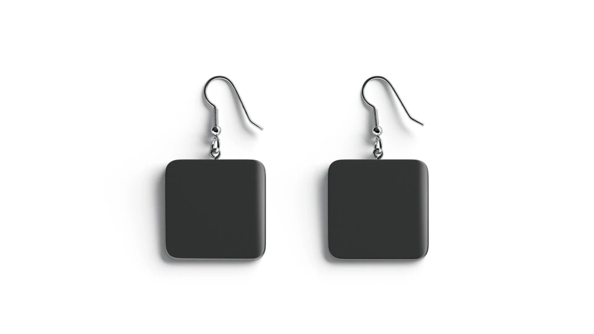 Black Square Earrings - rectangular - FlippedNormals