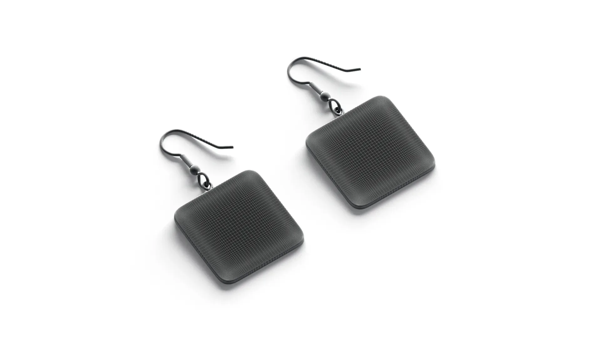 Black Square Earrings - rectangular - FlippedNormals