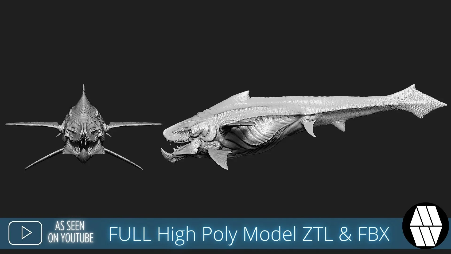 ZBrush Model: Alien Fish High Poly - FlippedNormals