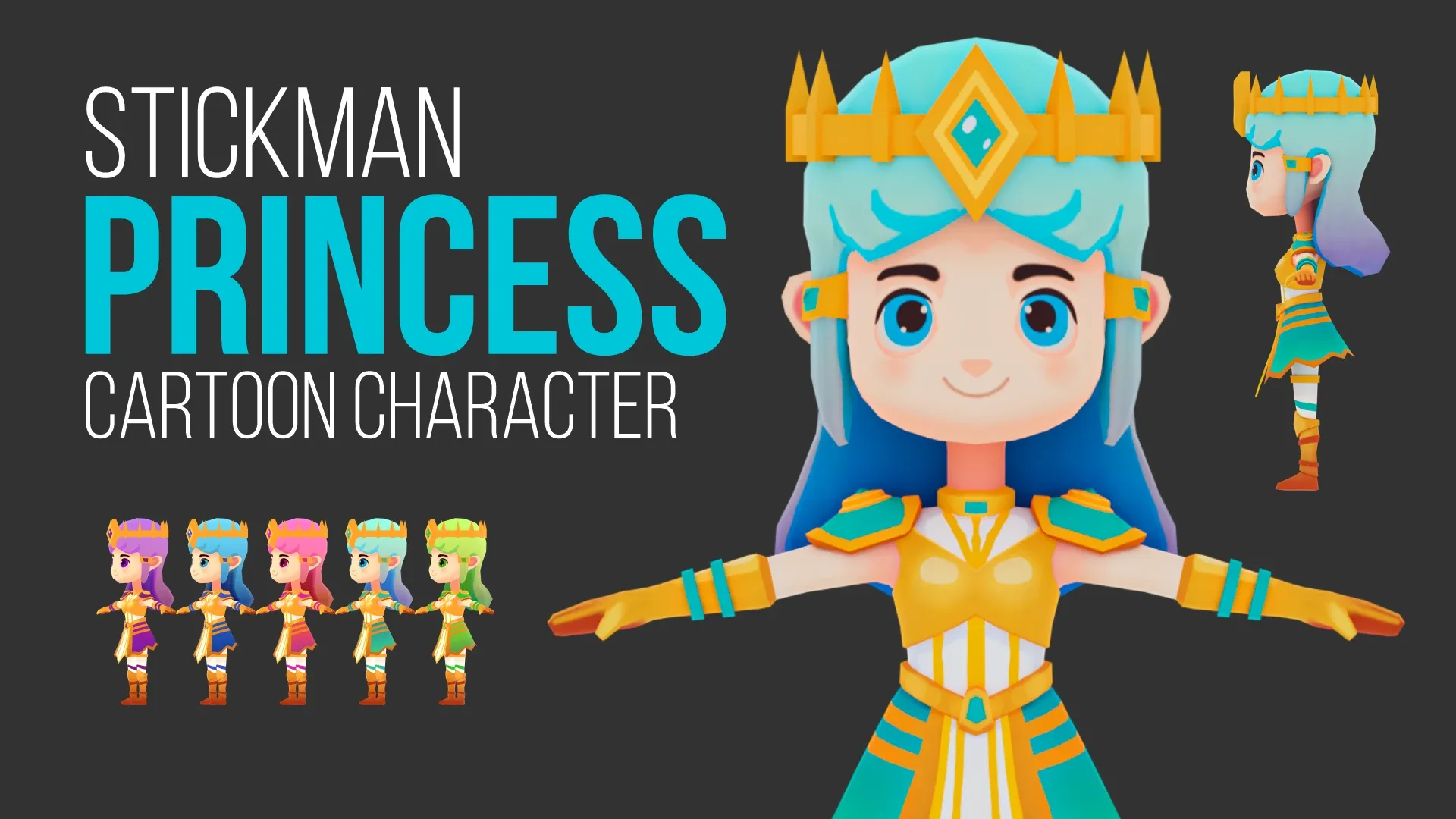 Cartoon Princess Stylized Stickman - FlippedNormals