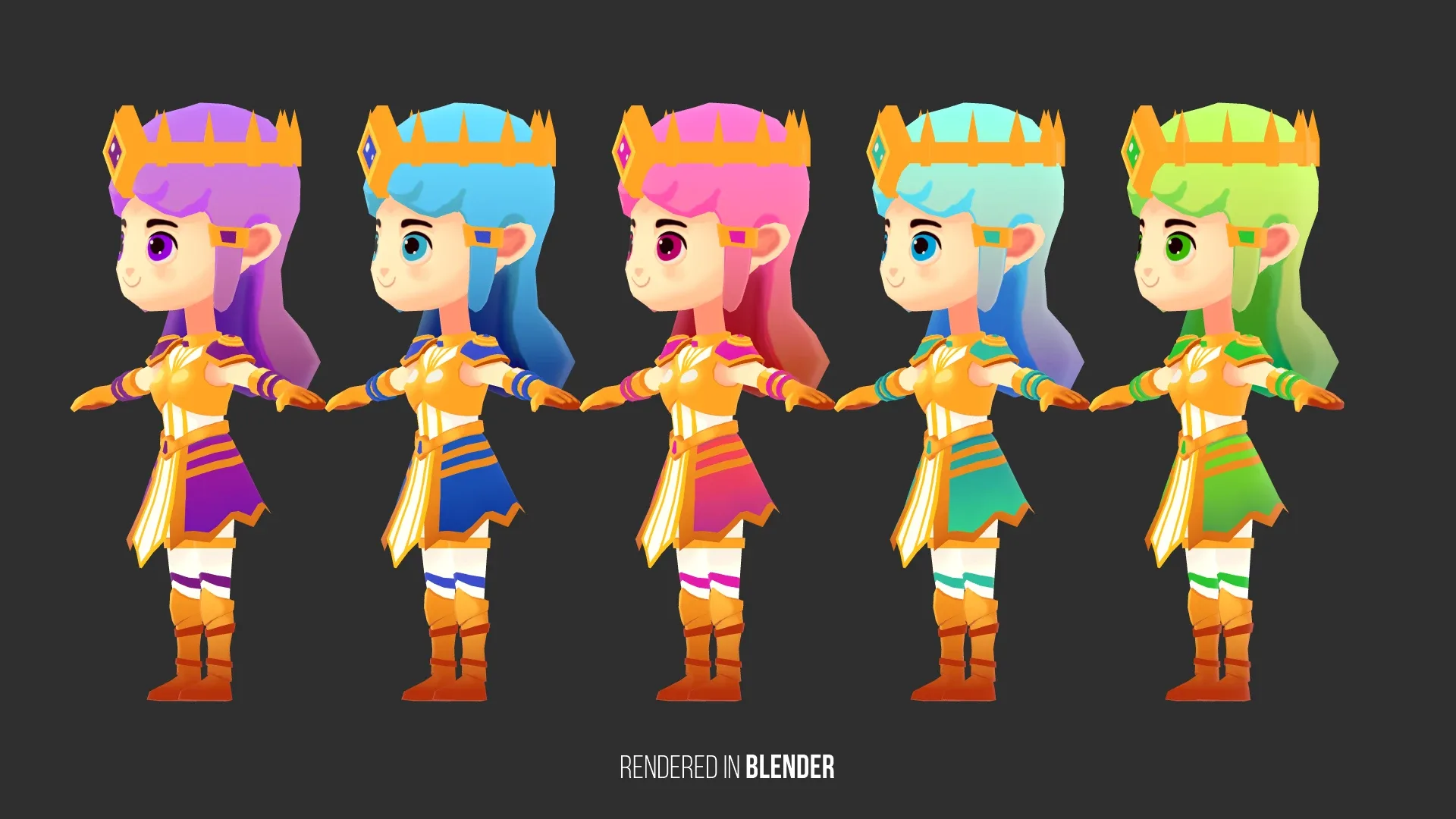 Cartoon Princess Stylized Stickman - FlippedNormals