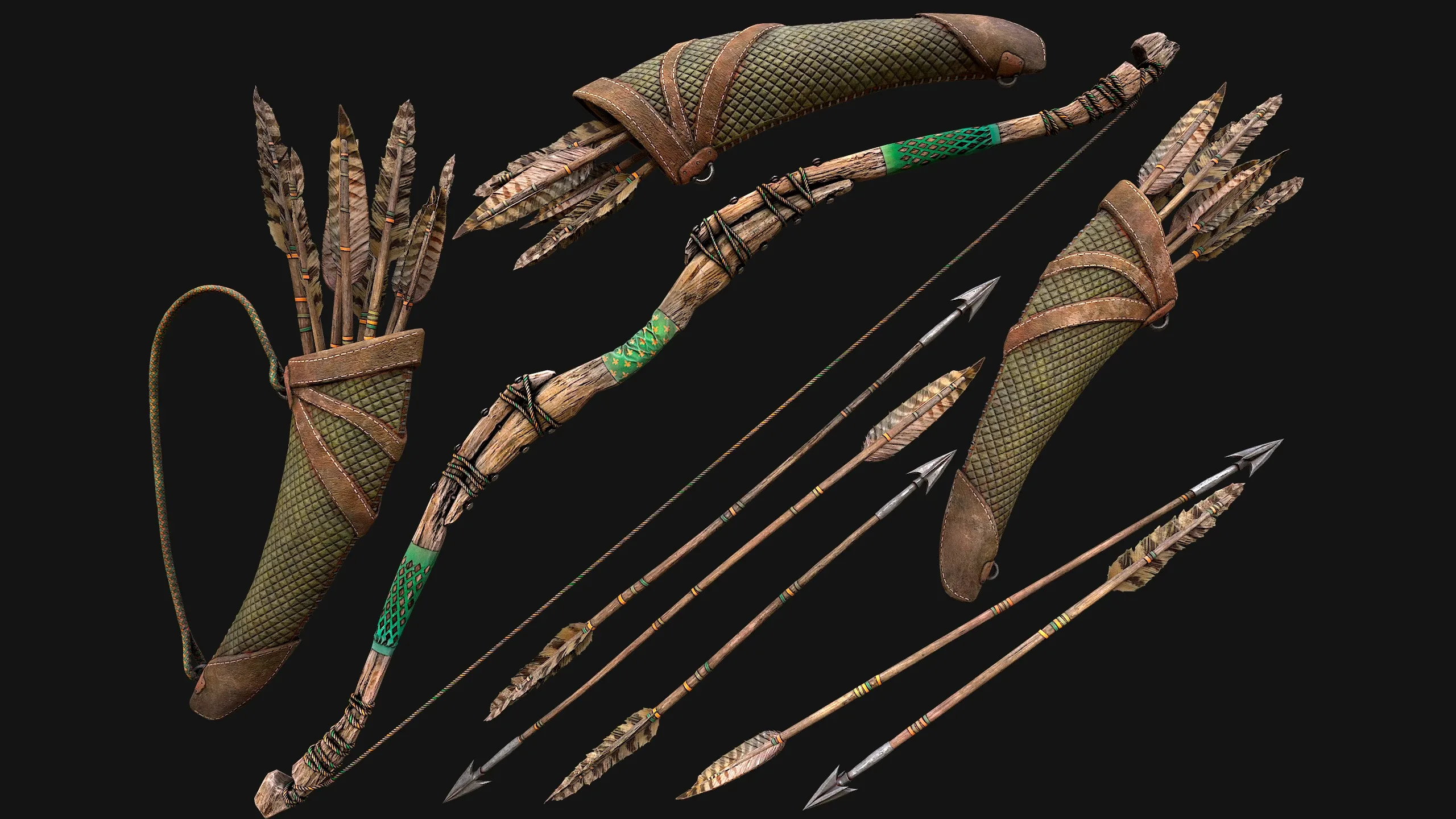 Wooden Bow and Quiver Ranger Set - FlippedNormals