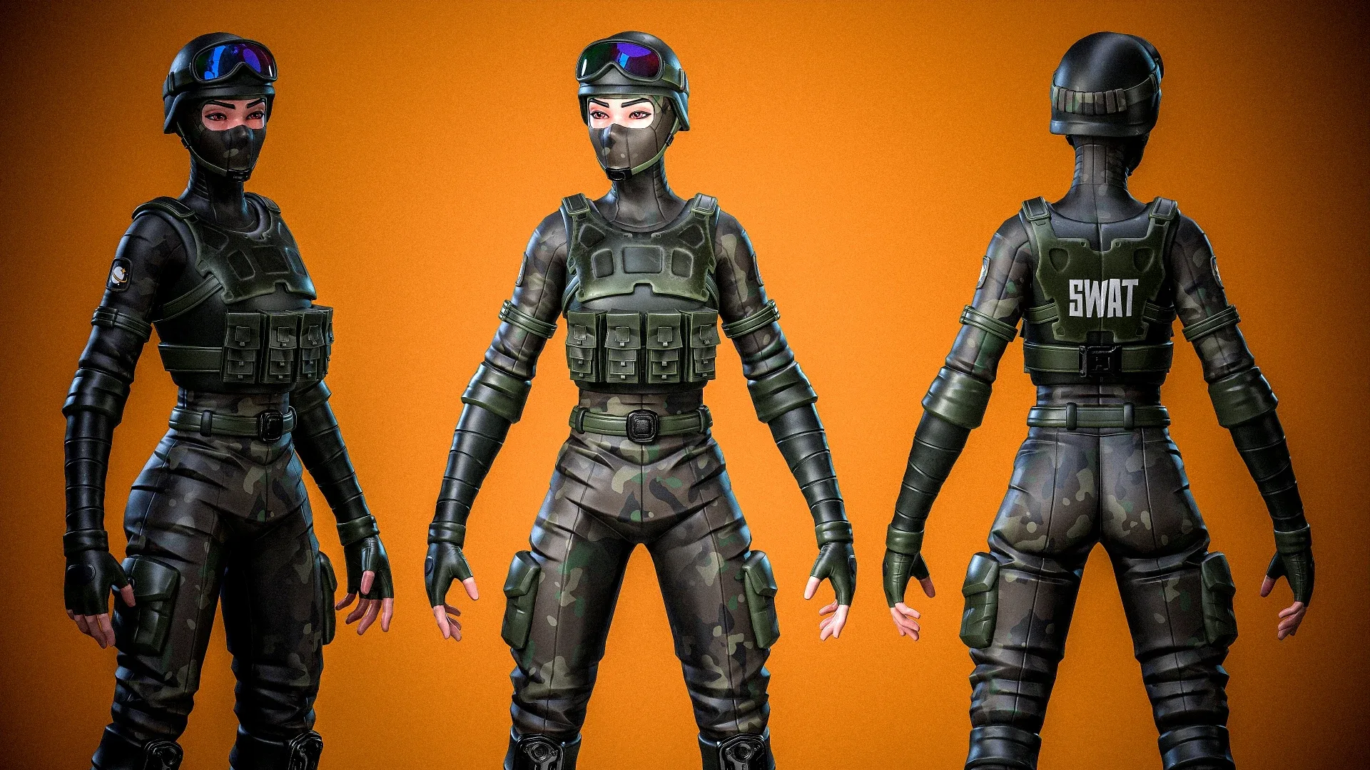 Stylized Female SWAT Soldier - - FlippedNormals