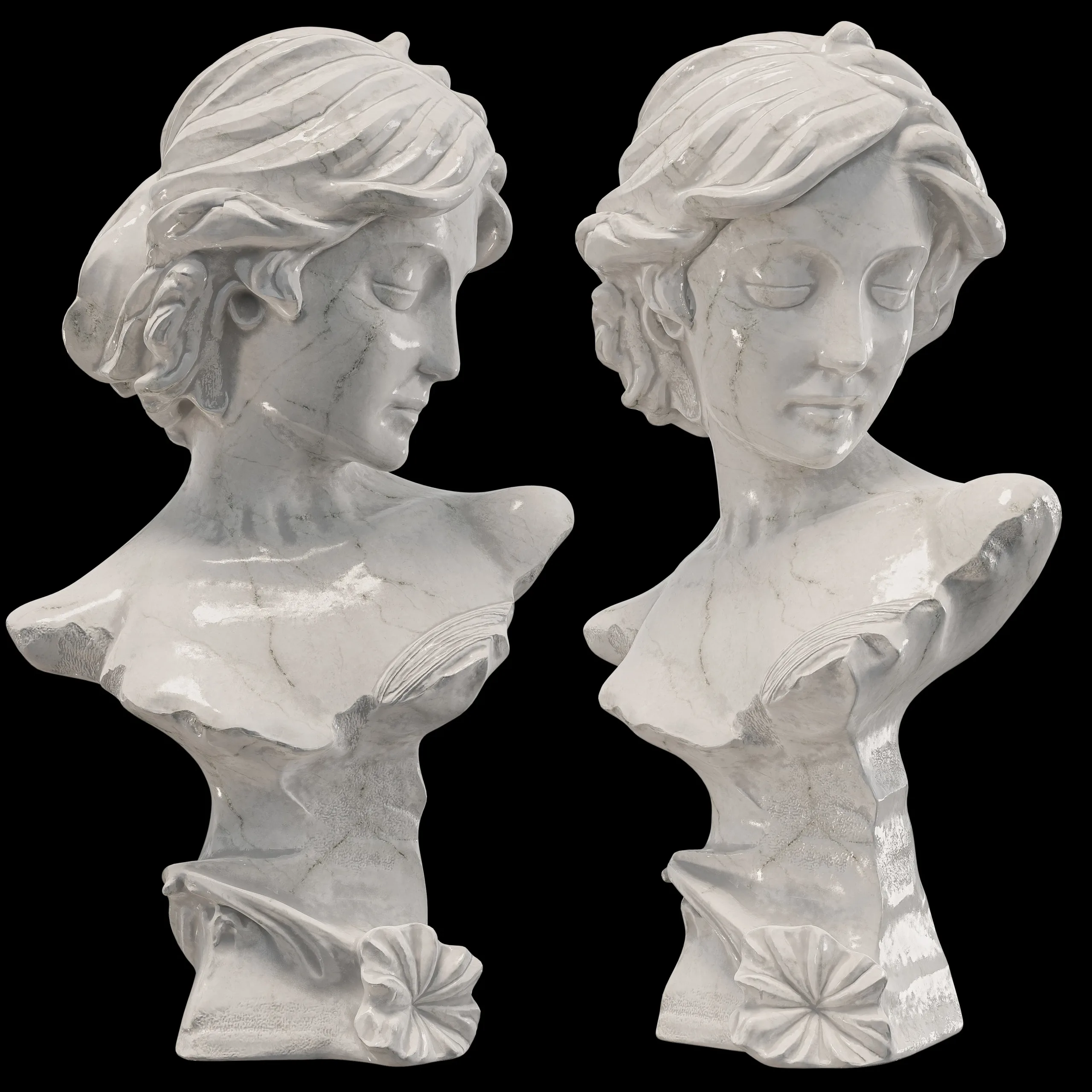 Neoclassical Woman Marble Bust - FlippedNormals