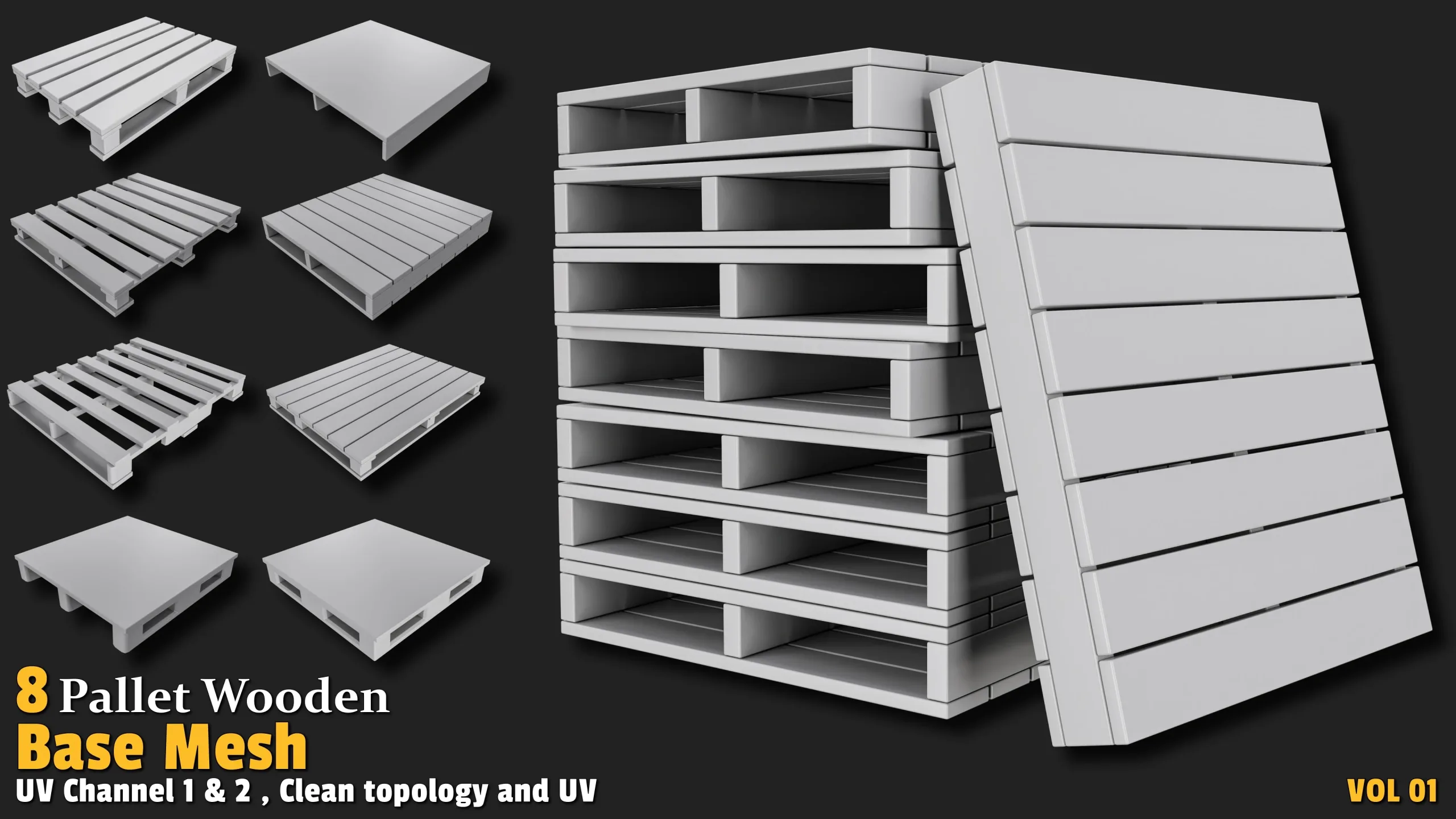Wooden Pallet | Base Mesh-VOL01 - FlippedNormals